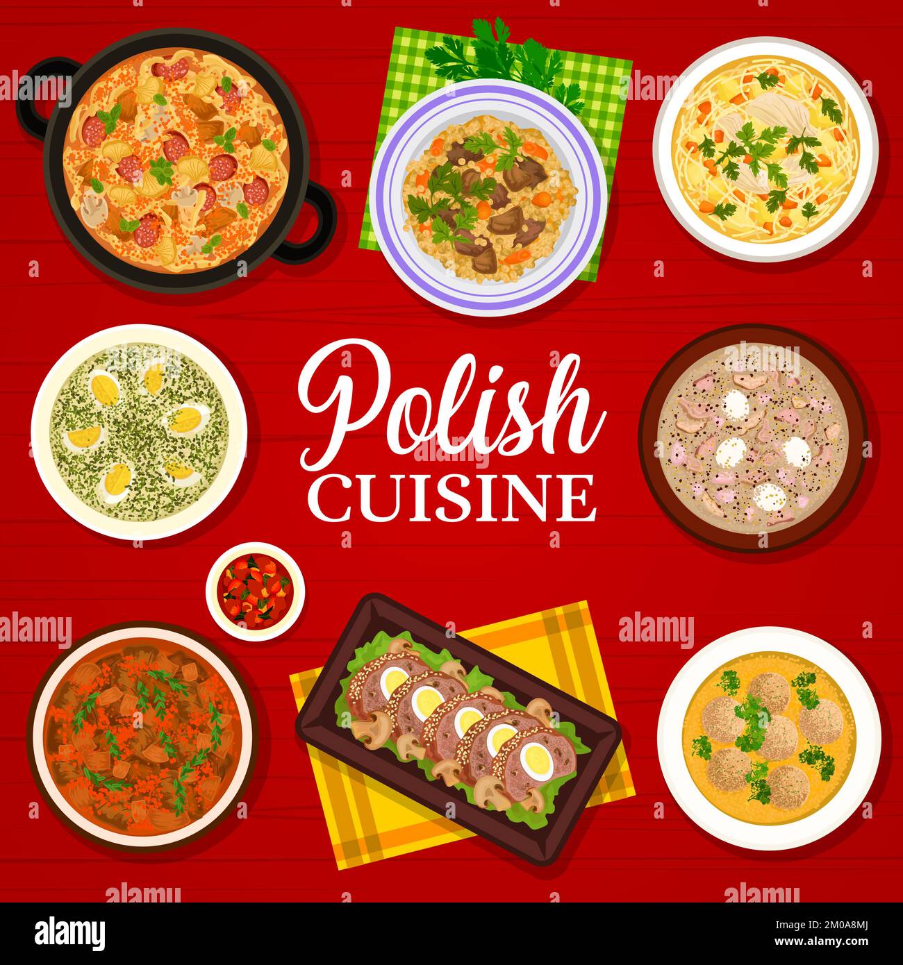 Polish cuisine menu cover, Poland food dishes of lunch and dinner ...
