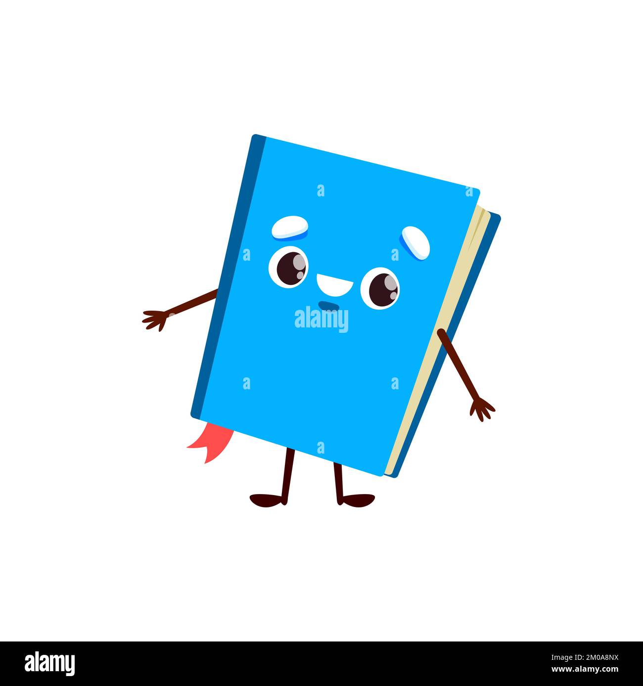 Cartoon funny textbook in blue cover, friendly book, notebook ...