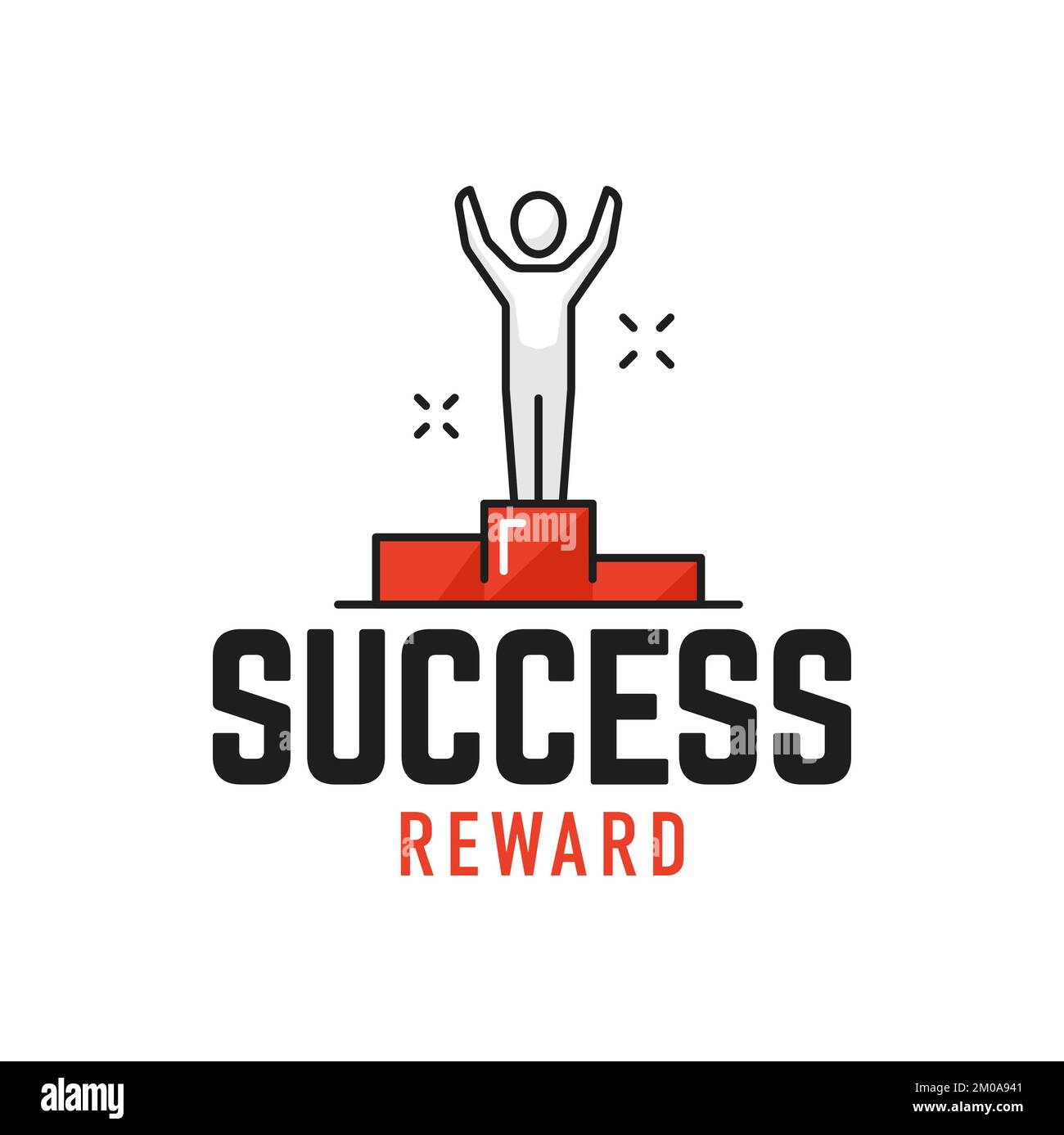 Business success, leadership and reward outline icon. Business goal ...