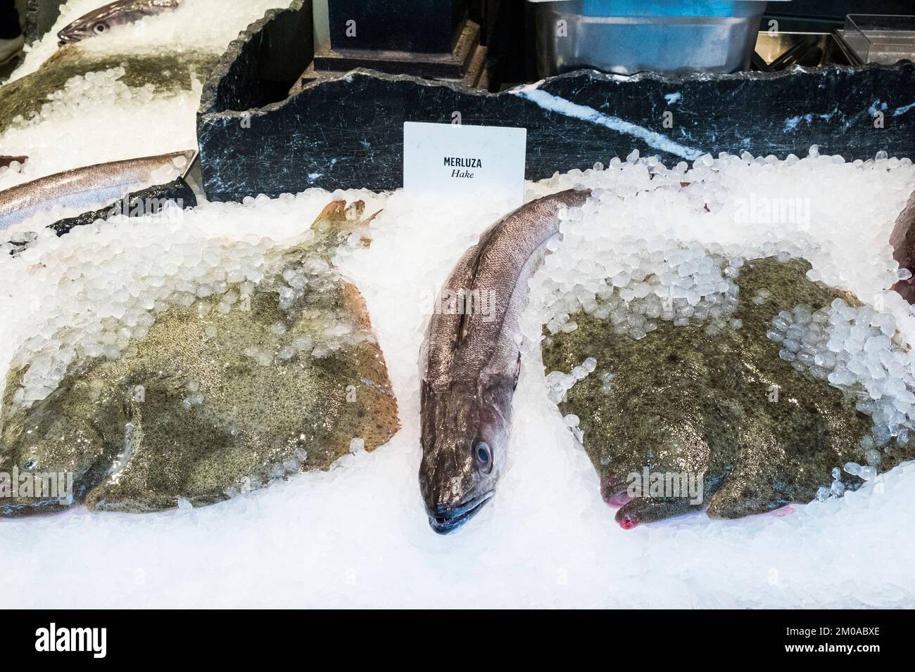 Spain, Madrid, Mercado de San Miguel, Fish Stock Photo - Alamy