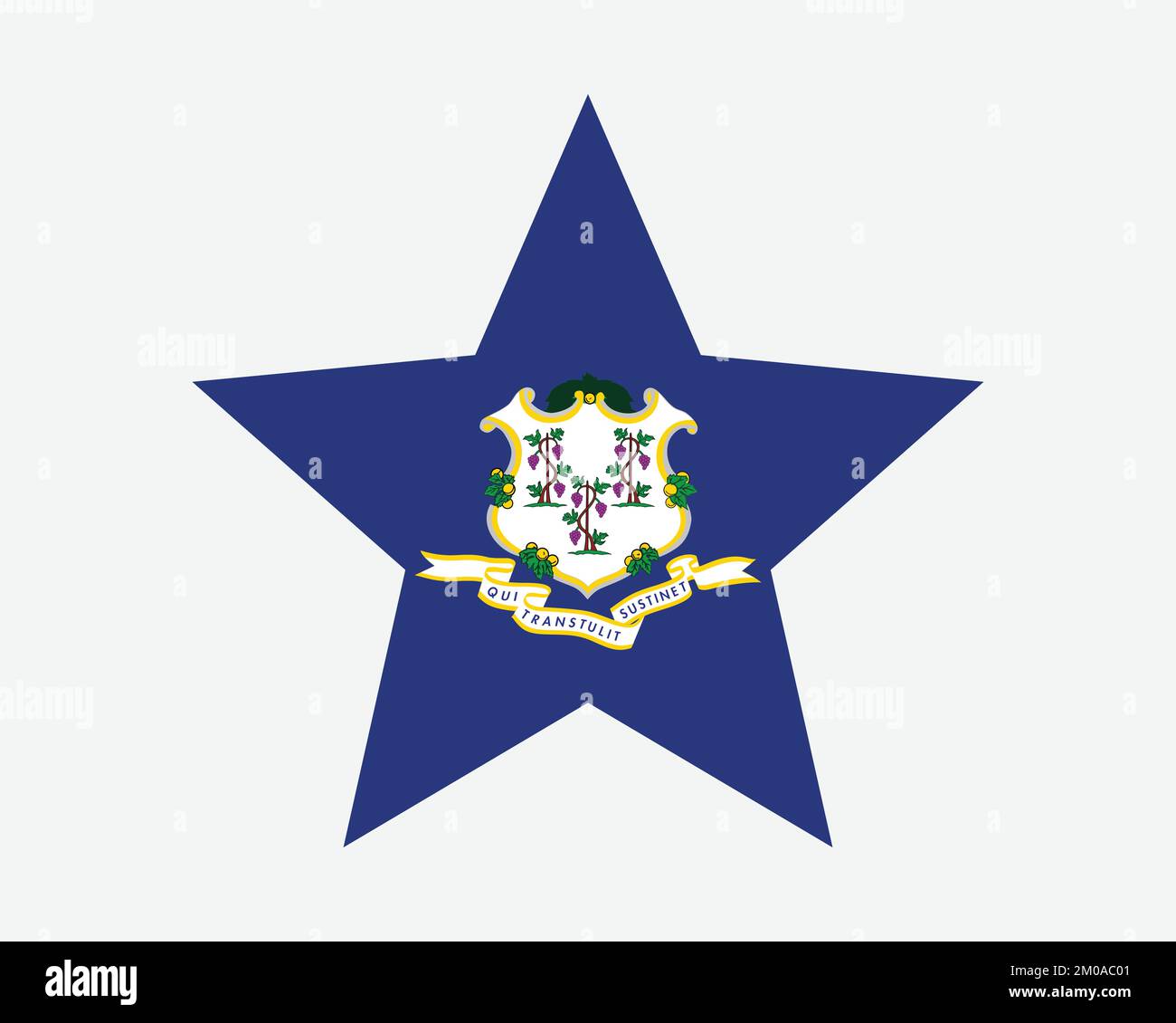 Connecticut Star Flag. CT USA Five Point Star Shape State Flag ...