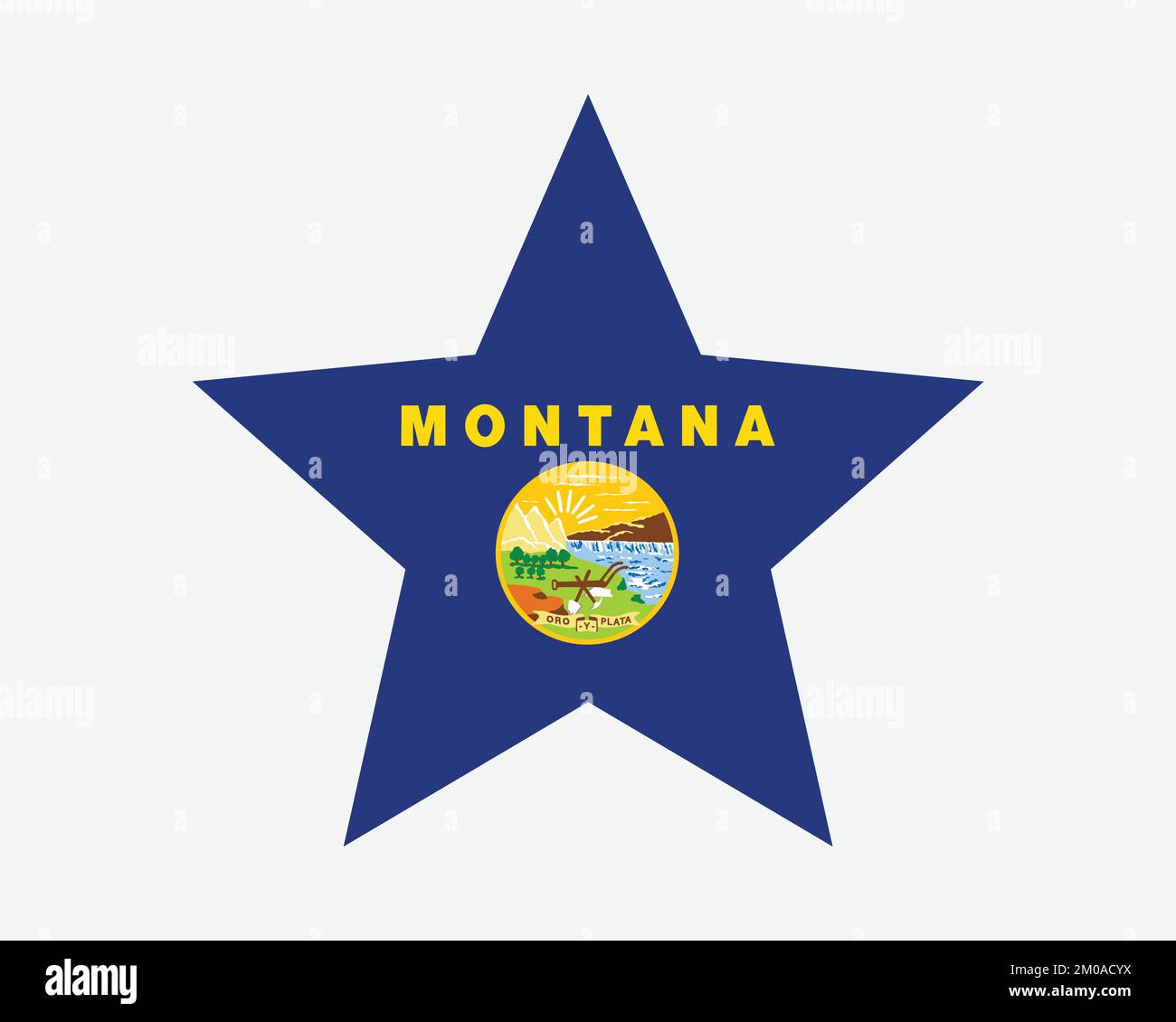 Montana Star Flag Mt Usa Five Point Star Shape State Flag Montanan Us Banner Icon Symbol