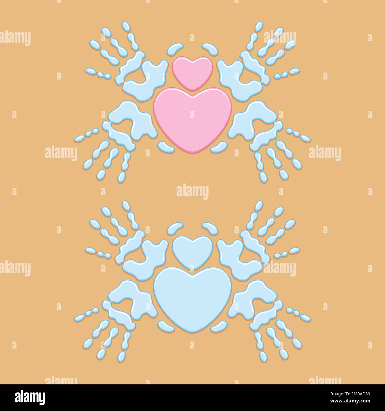 Heart symbol between palm prints, handprint, heart in hands of the ...