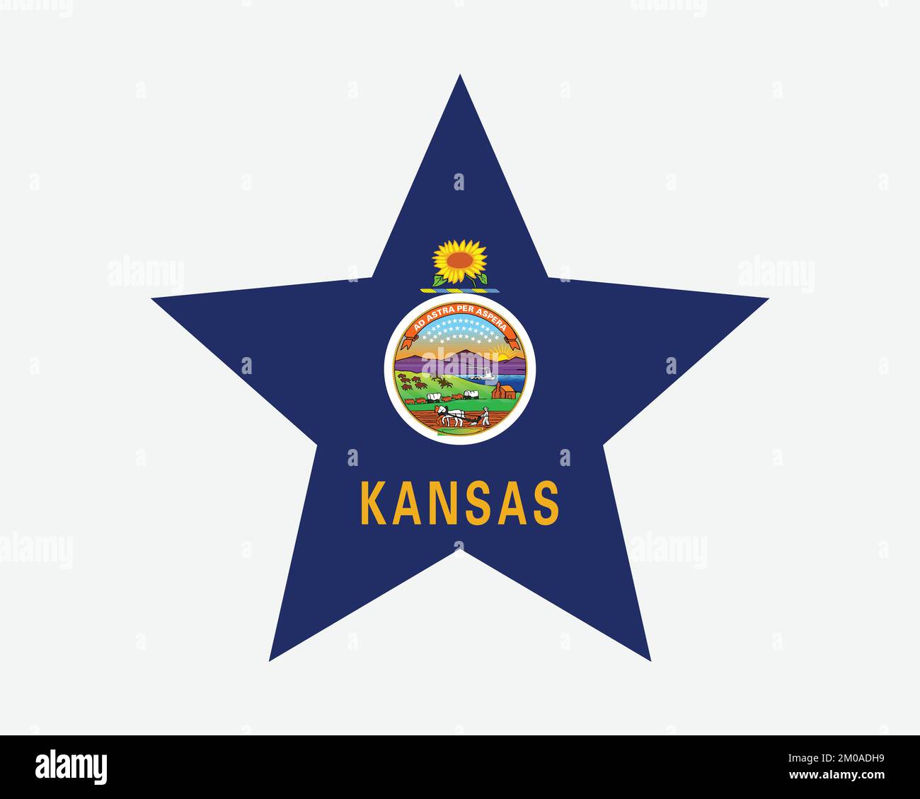 Kansas Star Flag. KS USA Five Point Star Shape State Flag. Kansan ...