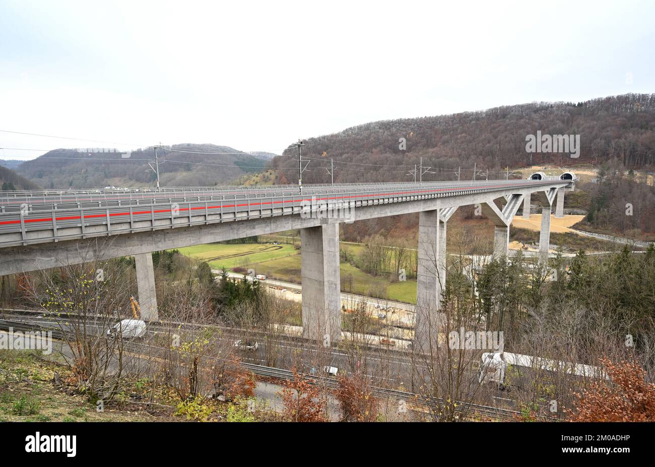 Wiesensteig, Germany. 05th Dec, 2022. The newly built Filstal Bridge on ...