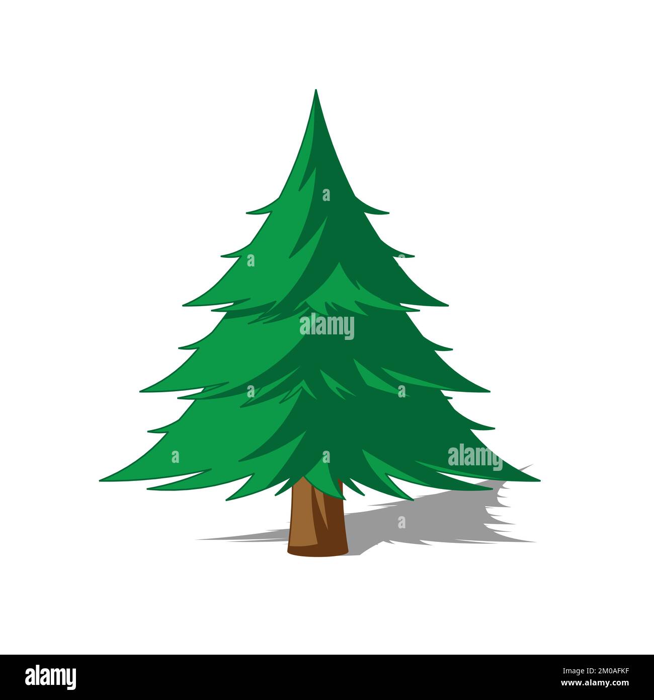 A vector illustration of green Christmas tree on white background Stock ...