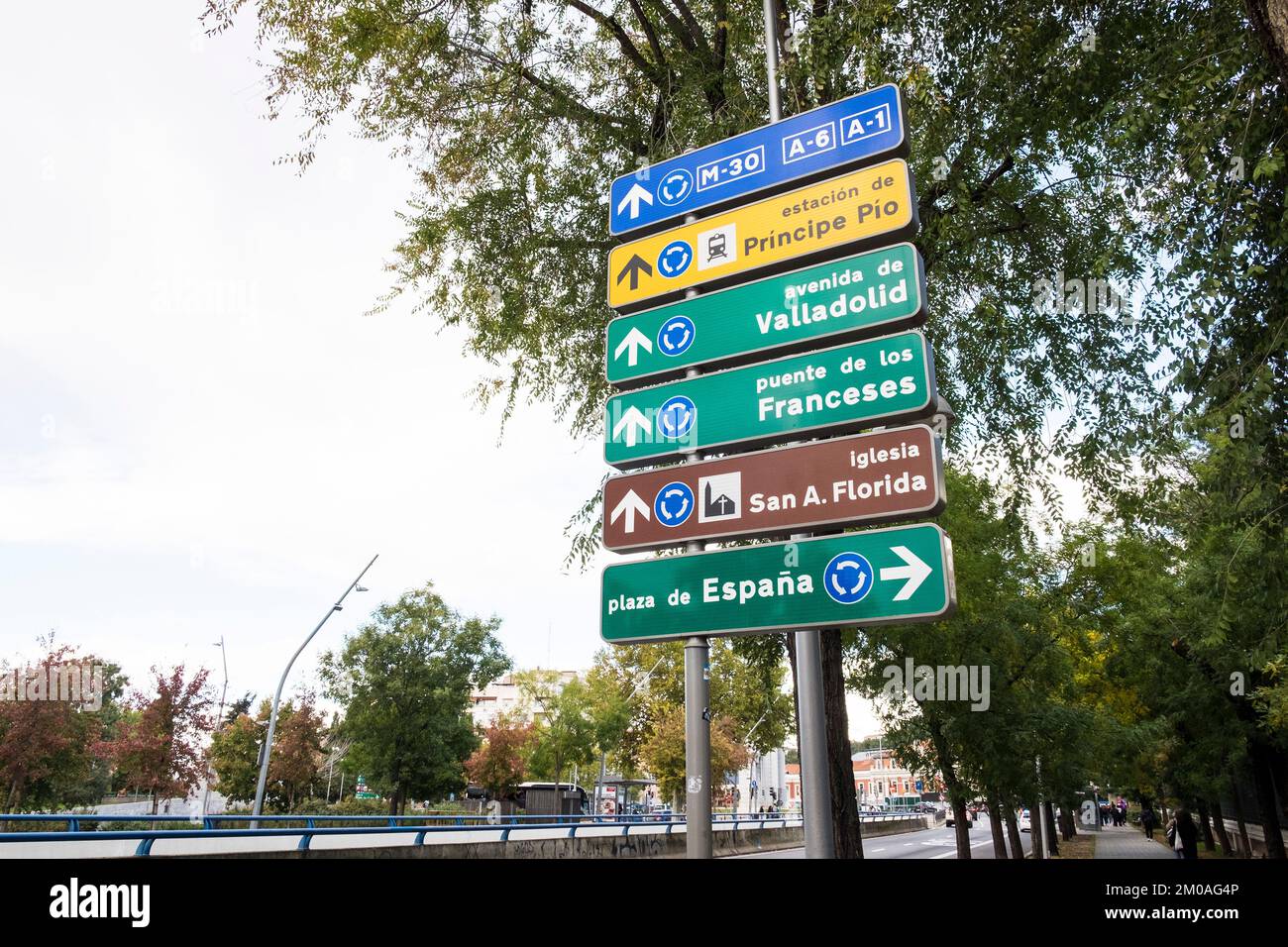Spain, Madrid, Road sign Stock Photo - Alamy