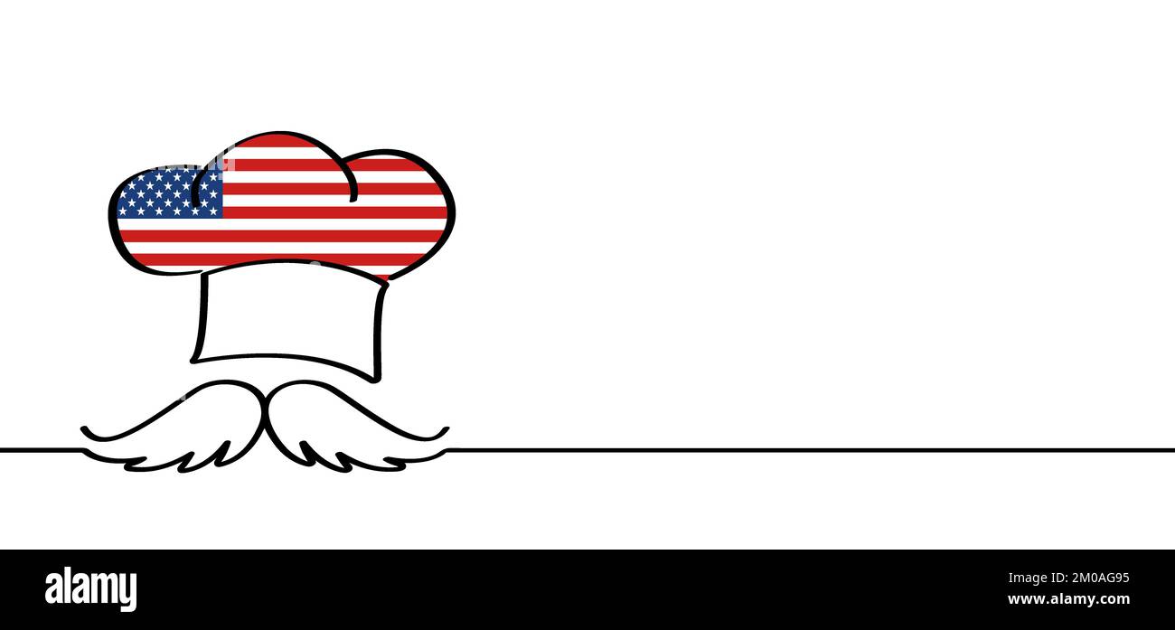 Cartoon chef cap with mustache and VS, America flag. Chef hat or cap ...