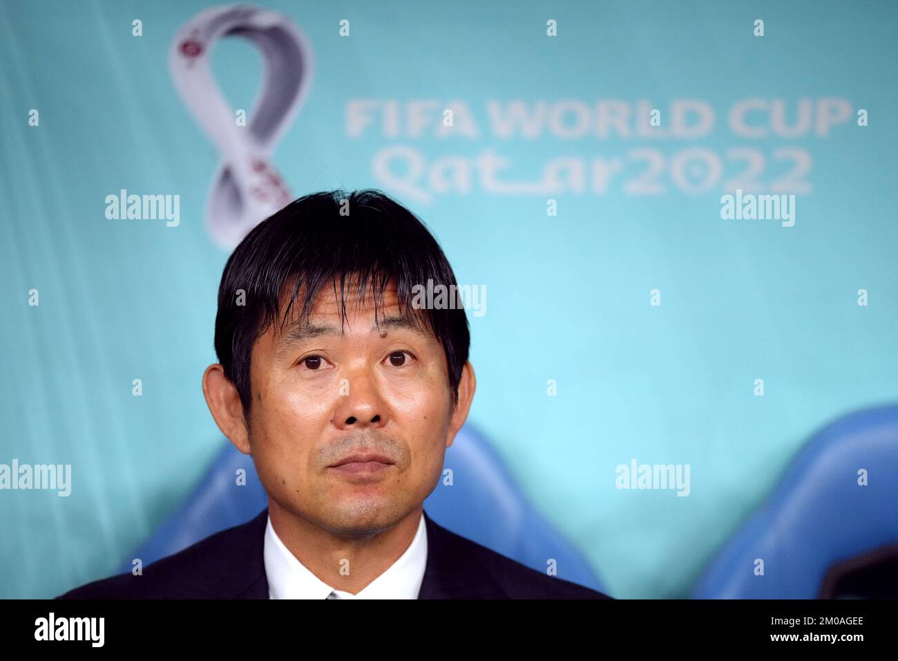 Japan manager Hajime Moriyasu during the FIFA World Cup Round of ...