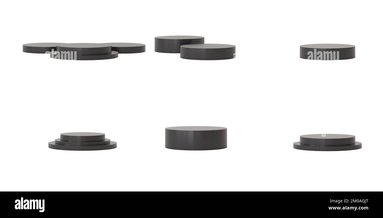 set 3d cylinder podium. scene with podium type and balck podium, white ...