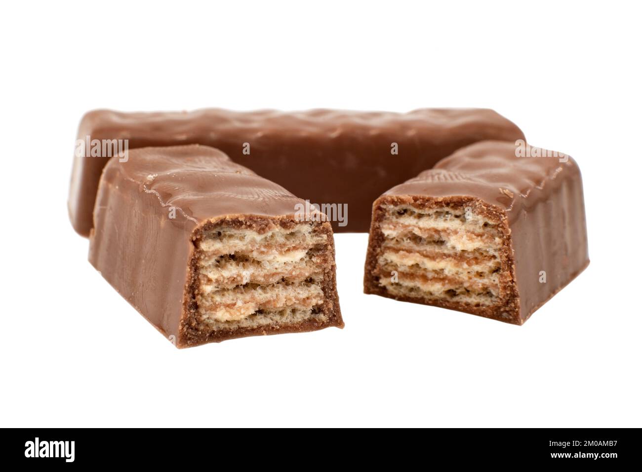 Chocolate wafer bar isolated on white background. Bar. waffles Stock ...