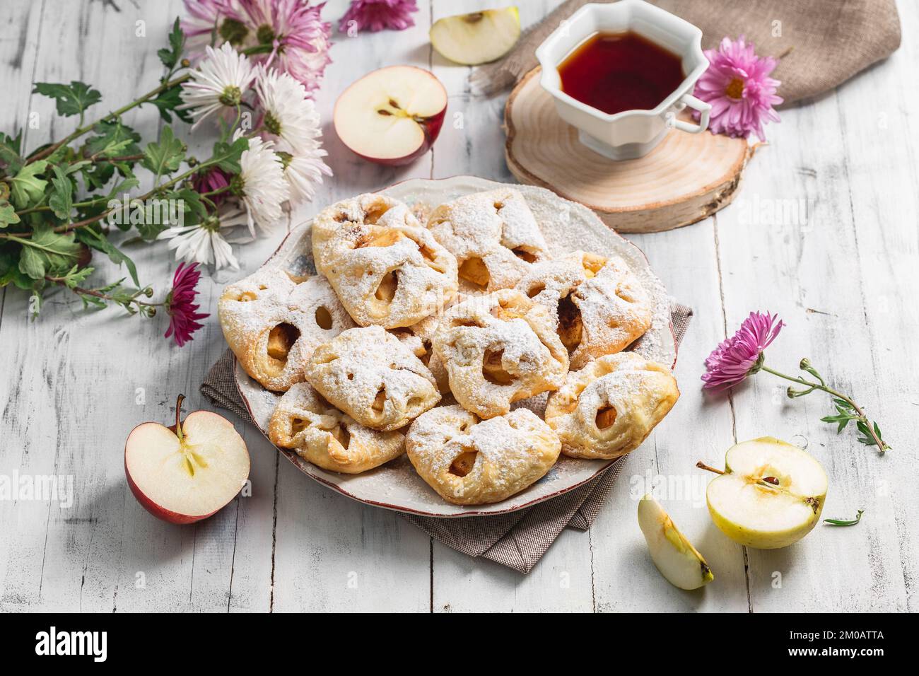 Homemade Sweet Puff Pastry Envelope Shape Buns Filled with Apple Jam ...