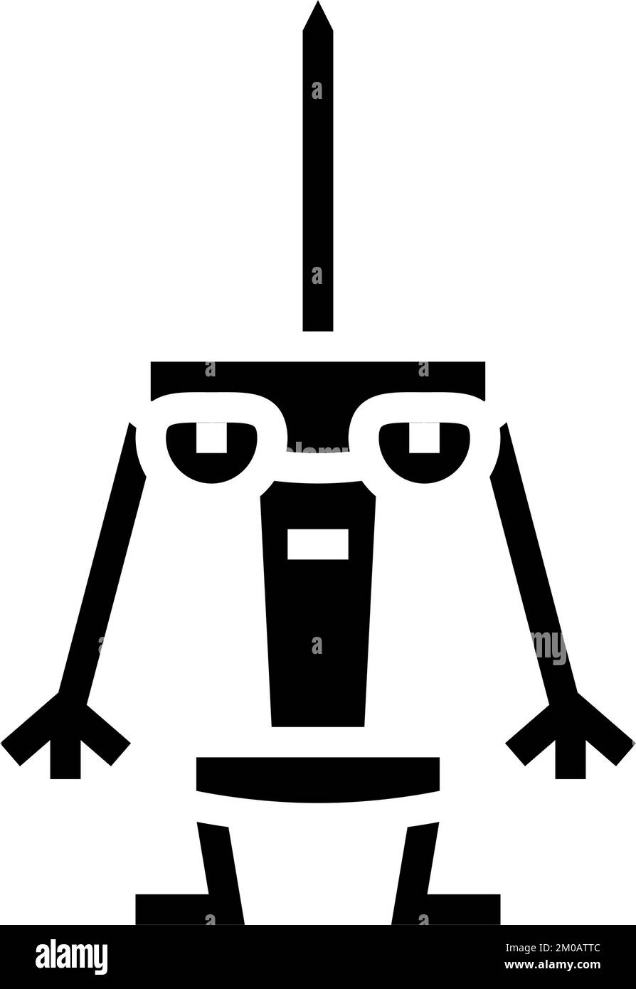 push pin school character glyph icon vector illustration Stock Vector ...