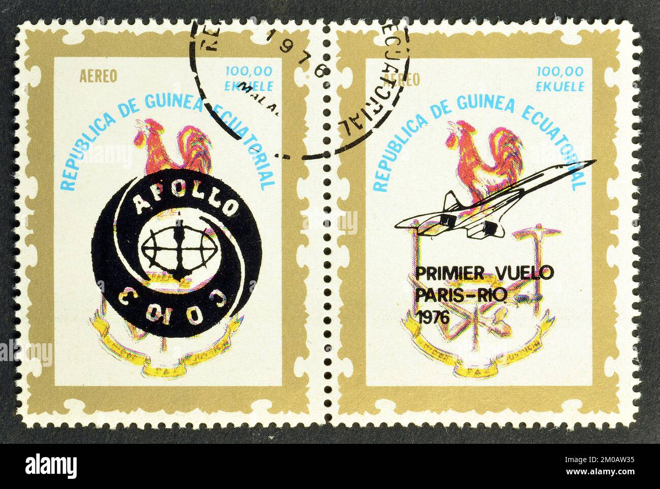 Cancelled postage stamps printed by Equatorial Guinea, that show ...