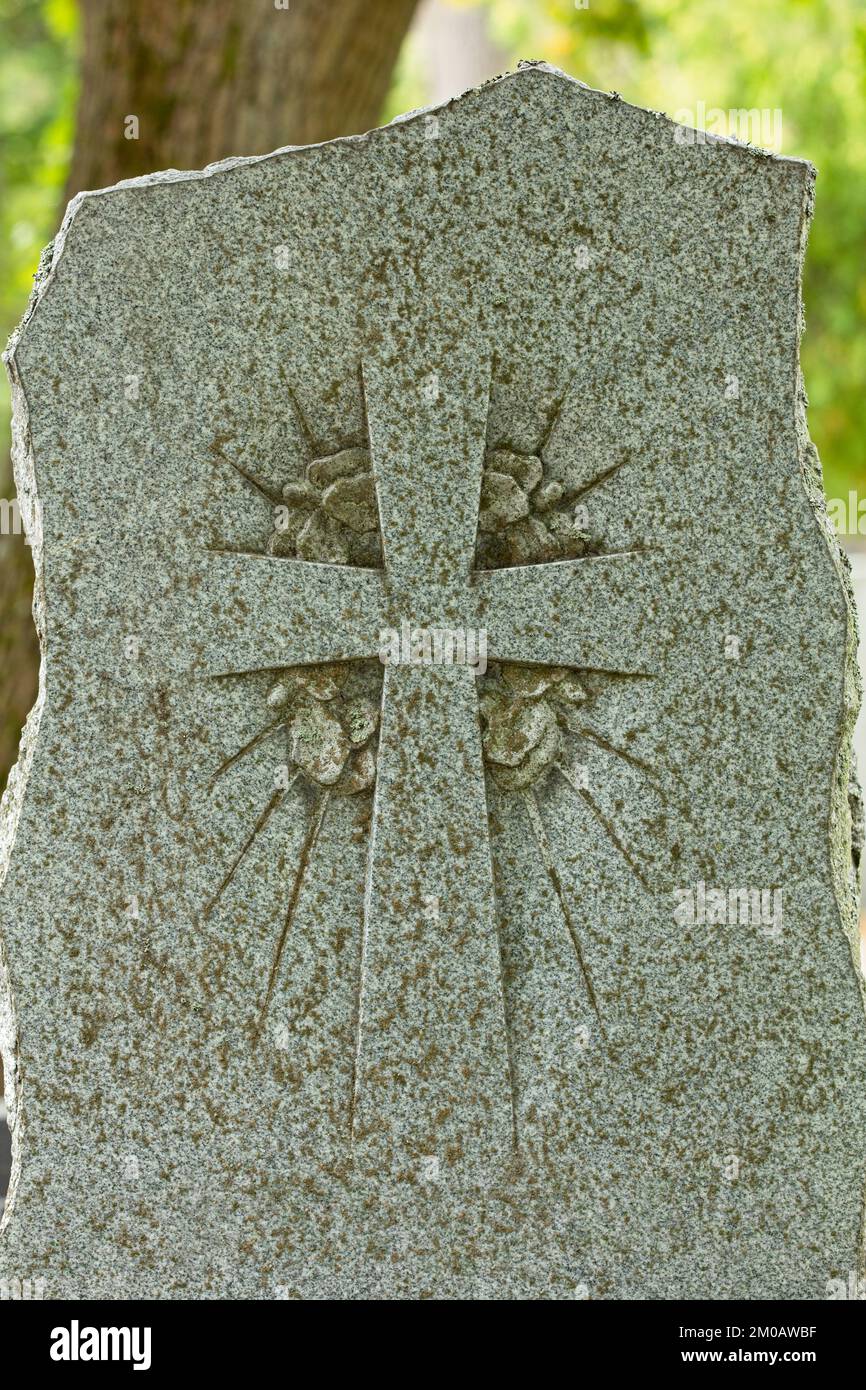 Stone carving on grave stone in cemetery Stock Photo - Alamy