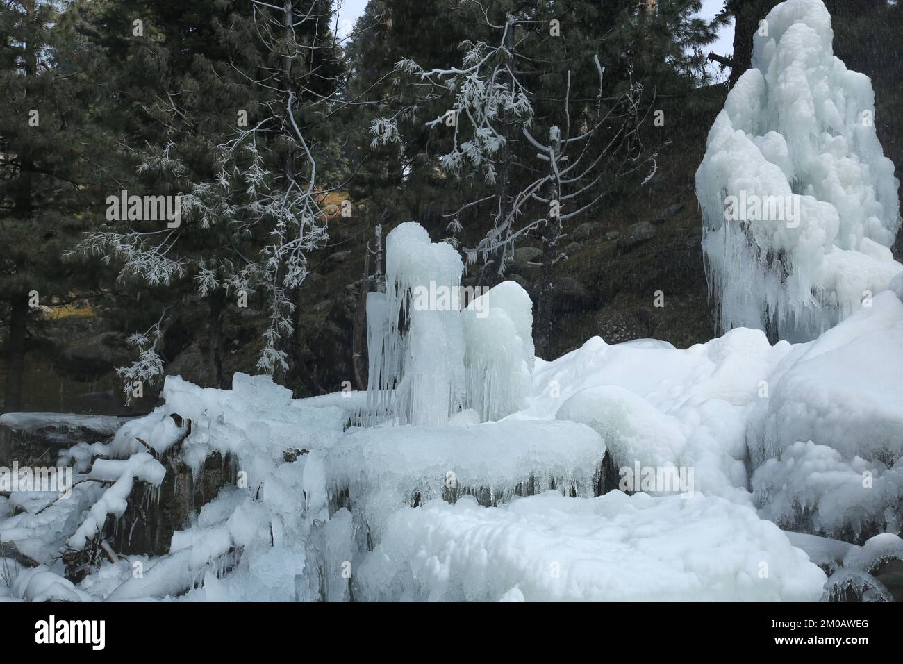 Srinagar, India. 05th Dec, 2022. Icicles are created by water from a ...