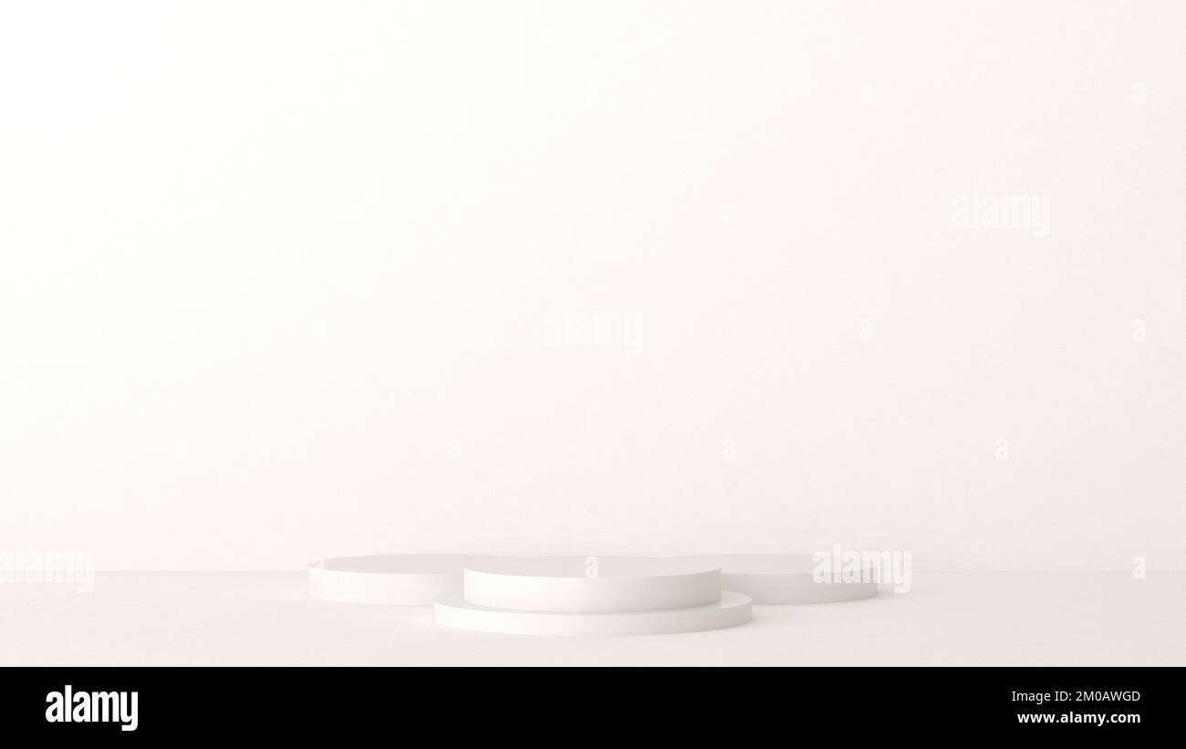 set 3d cylinder podium. scene with podium type and white podium, white ...