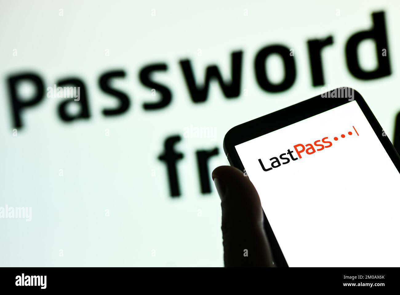 In this photo illustration a Last Pass Password logo seen displayed on ...
