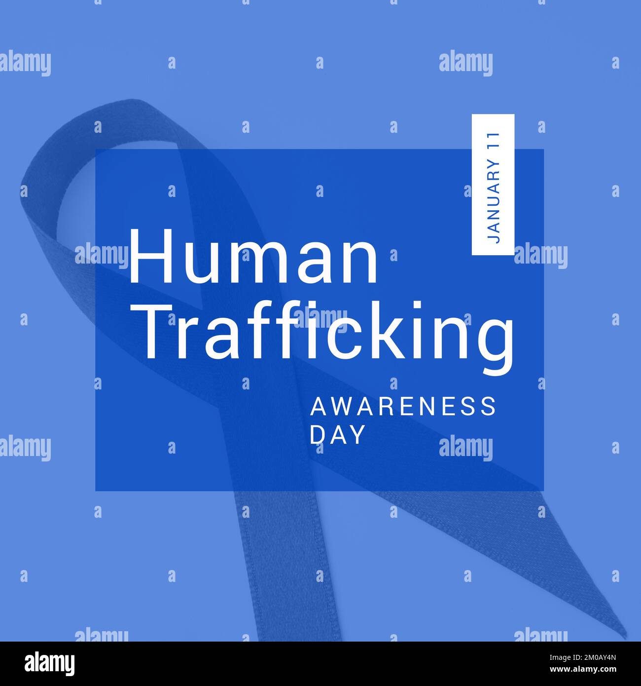 Image of human trafficking awareness day over blue background with ...