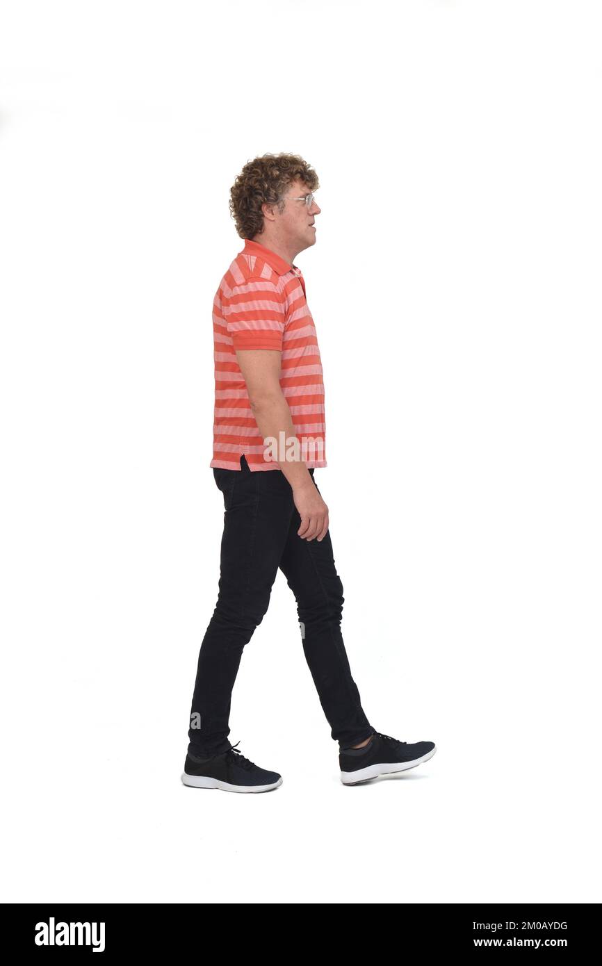 man walking on white background Stock Photo - Alamy
