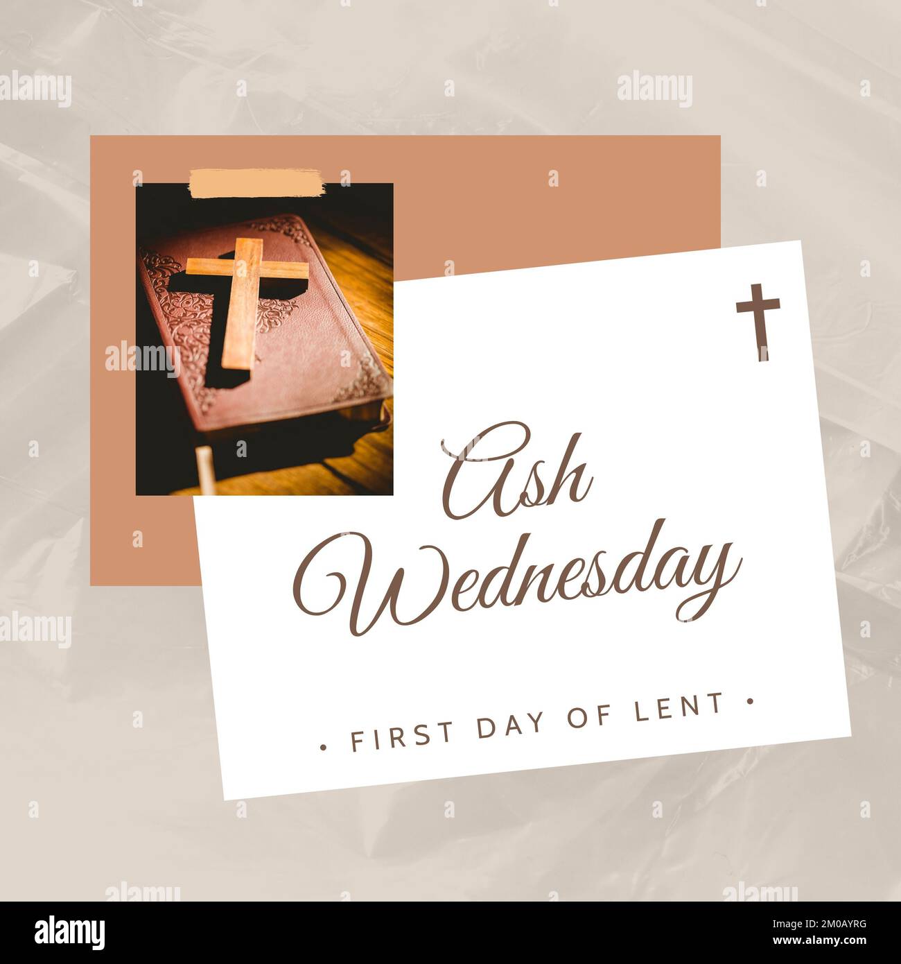 Image of ash wednesday over beige background with cross Stock Photo - Alamy