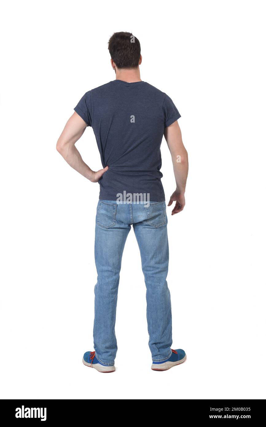 back view of a full portrait of a man on white background Stock Photo ...