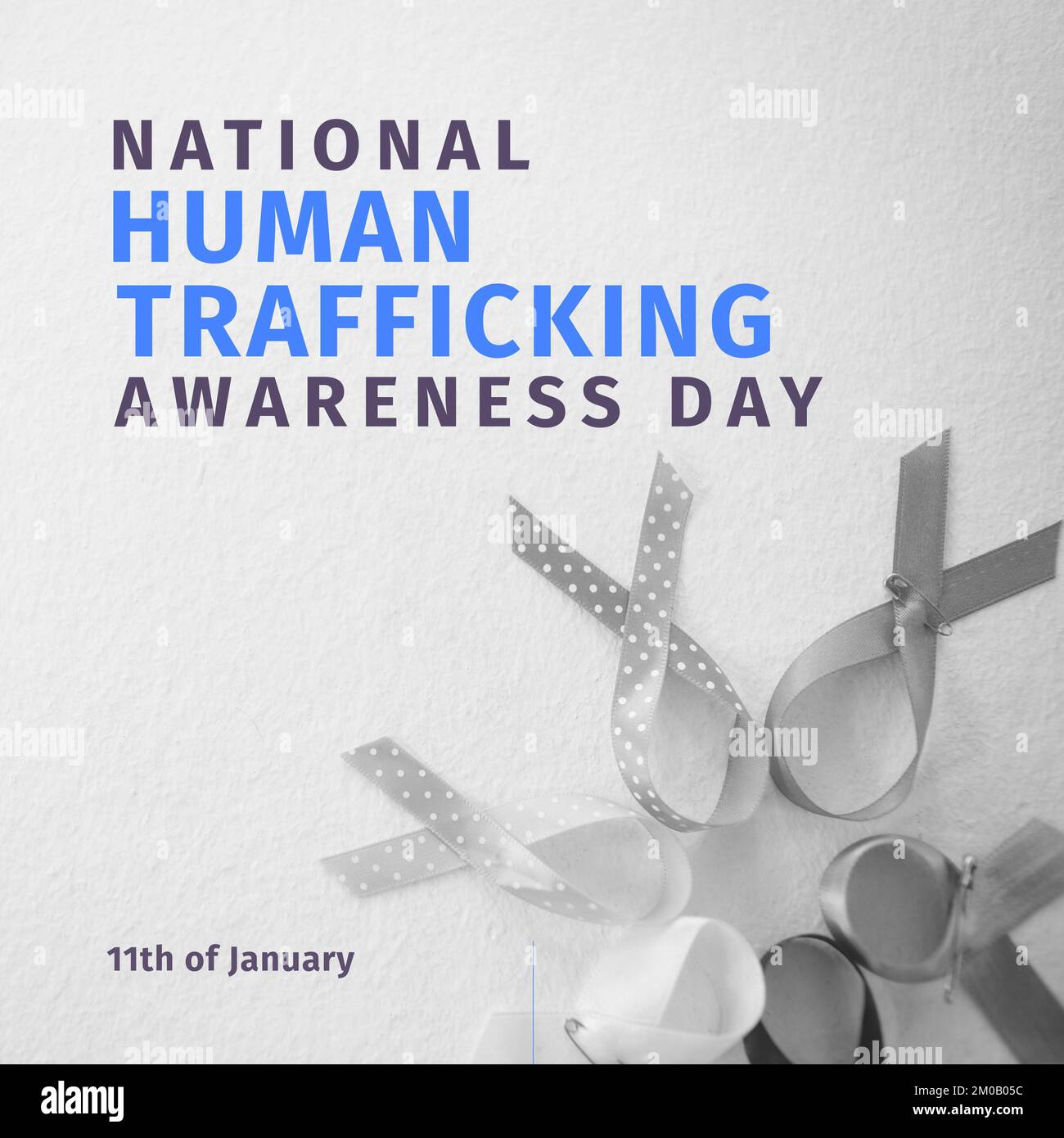 Image of national human trafficking awareness day on grey background ...