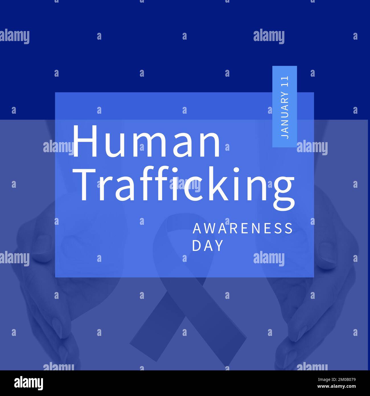 Image of human trafficking awareness day over blue background with ...