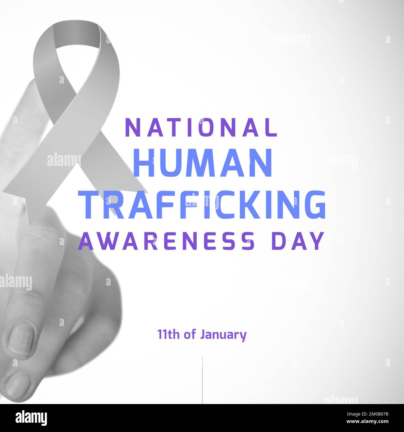 Image of national human trafficking awareness day on grey background ...