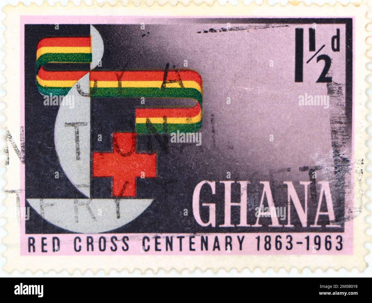 Photo of a postage stamp from Ghana Red Cross and Centenary Emblem Red ...