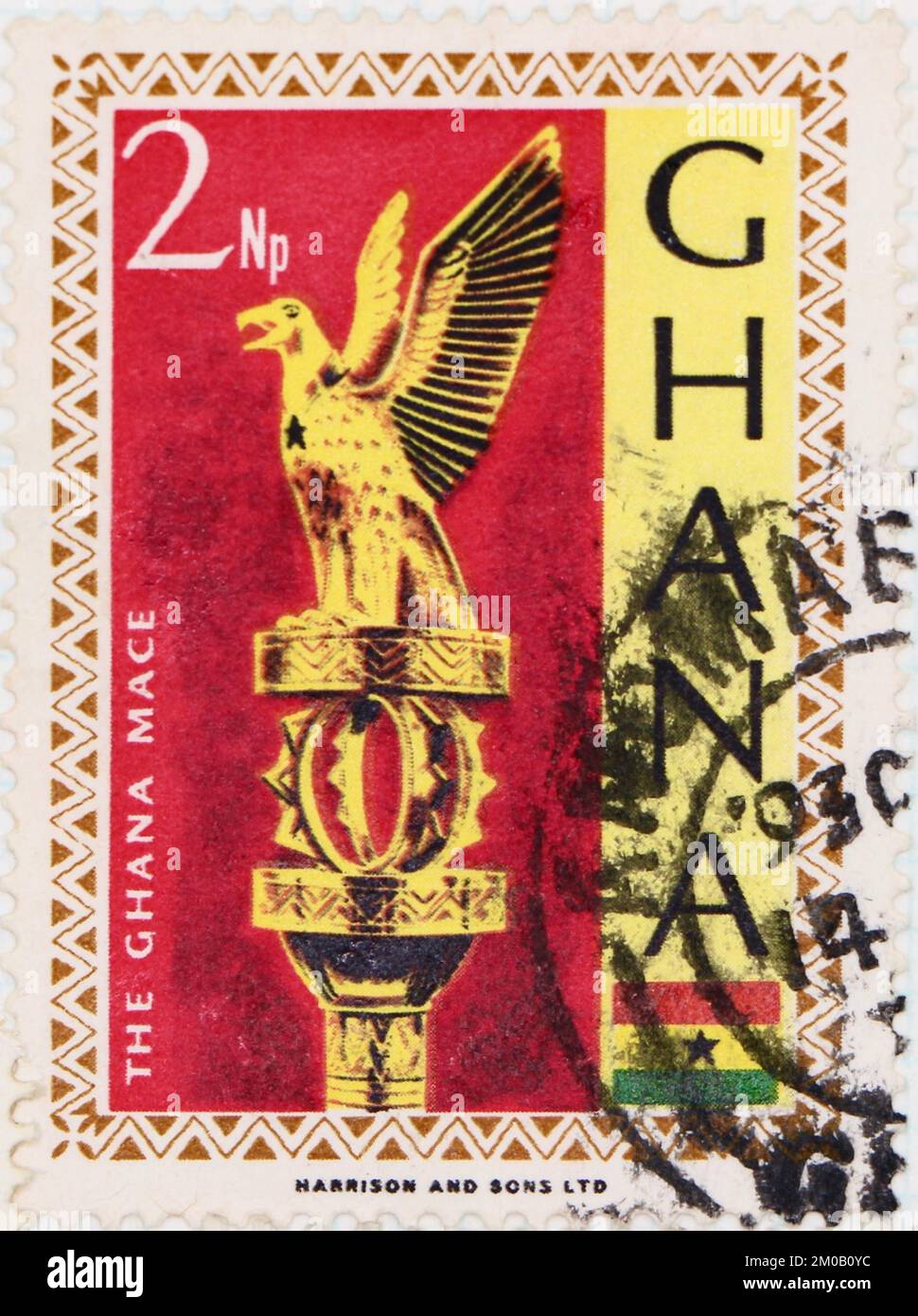 Photo of a postage stamp from Ghana Ghana Mace Golden Staff Definitives ...