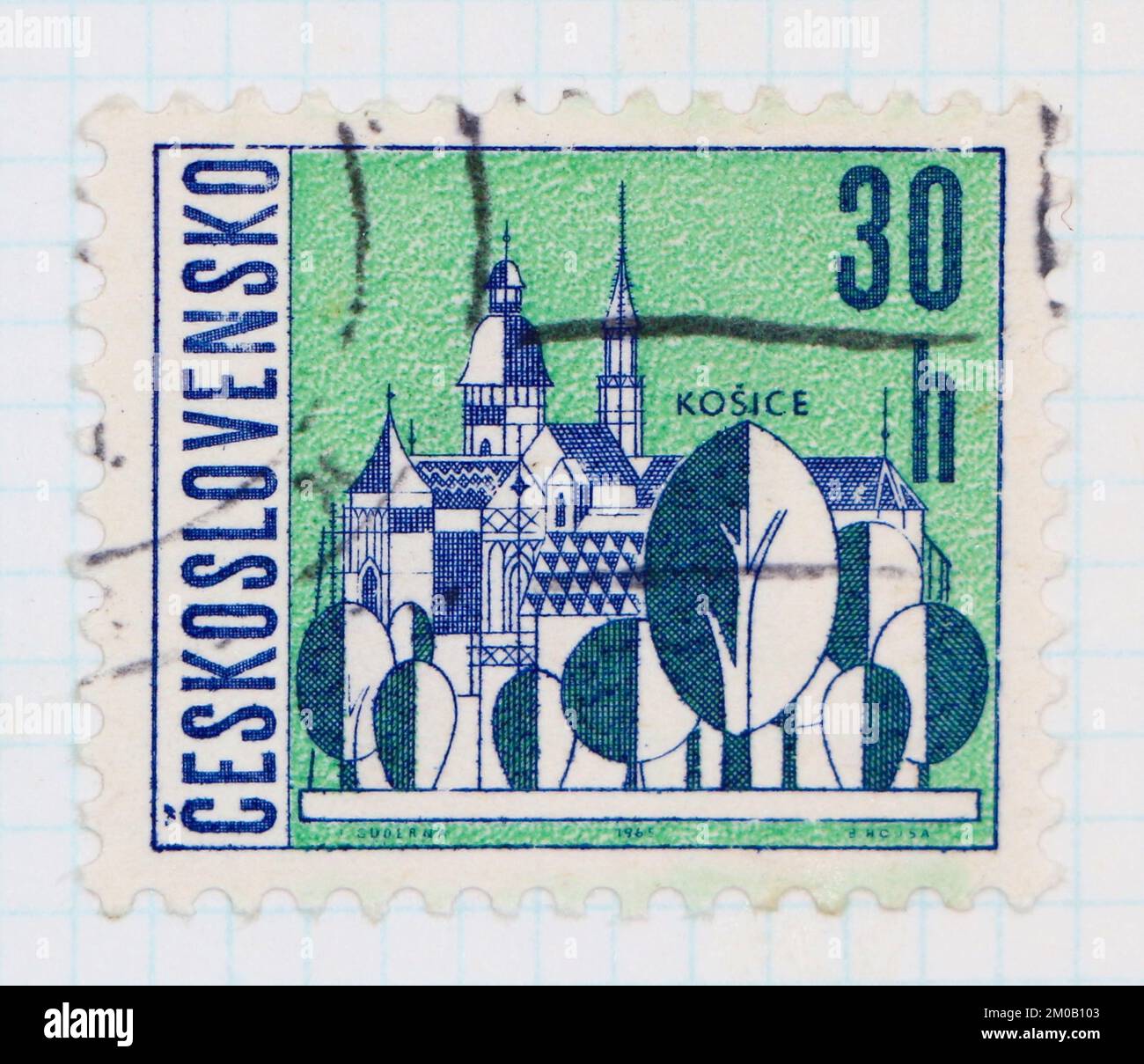 Photo of a postage stamp from Czechoslovakia Košice Czechoslovak cities ...
