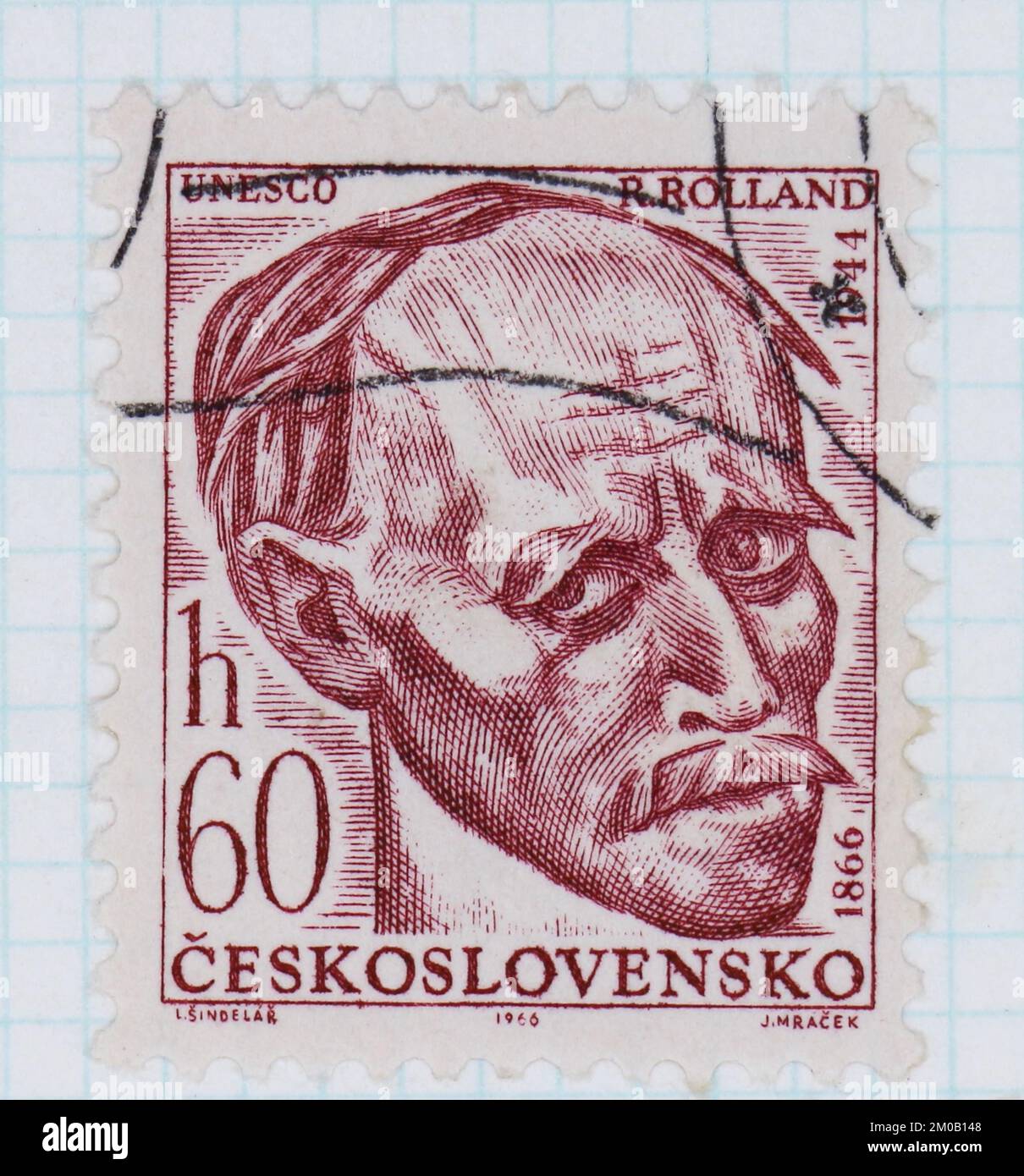 Photo of a postage stamp from Czechoslovakia Romain Rolland French ...
