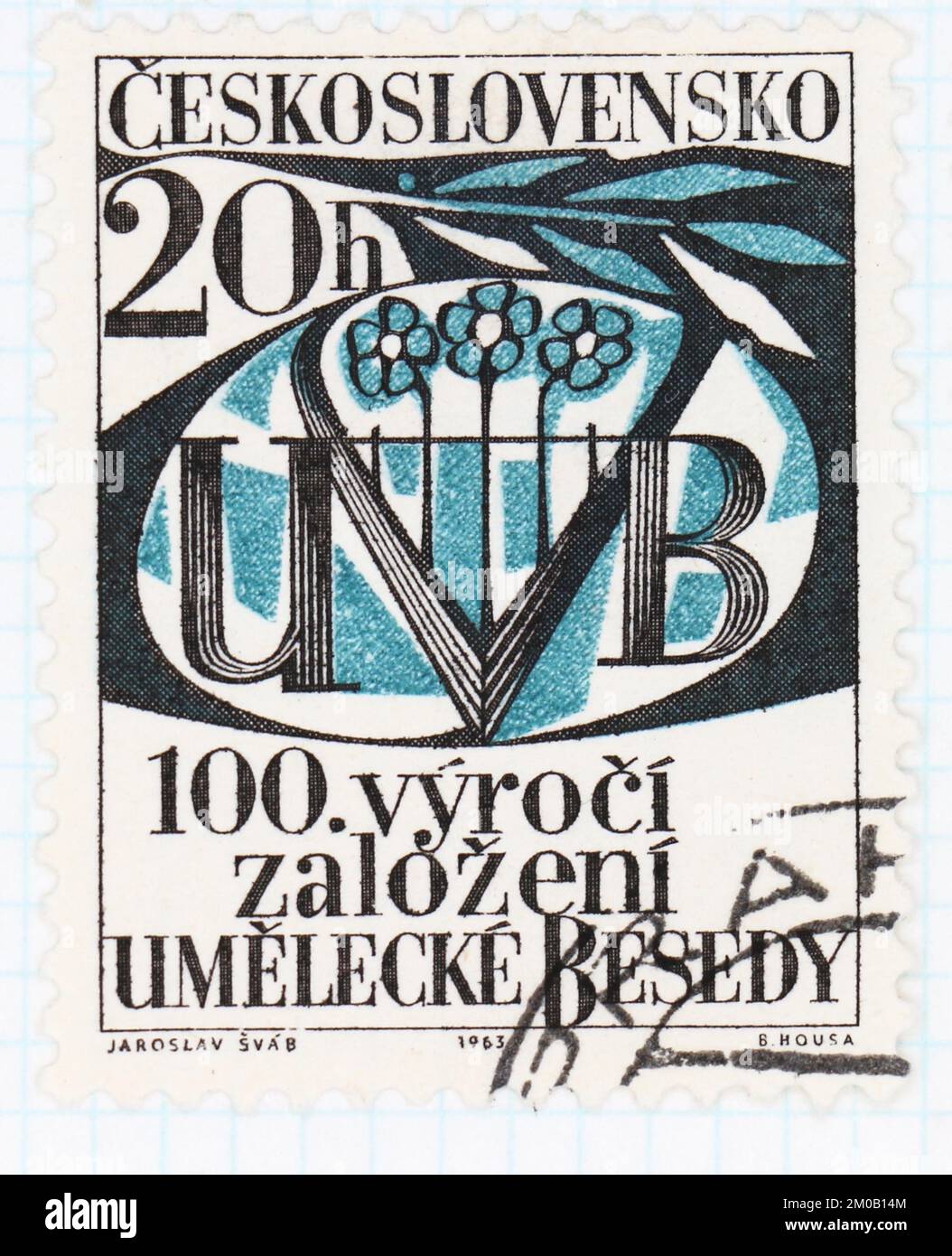 Photo of a postage stamp from Czechoslovakia Artists’ Guild Emblem ...