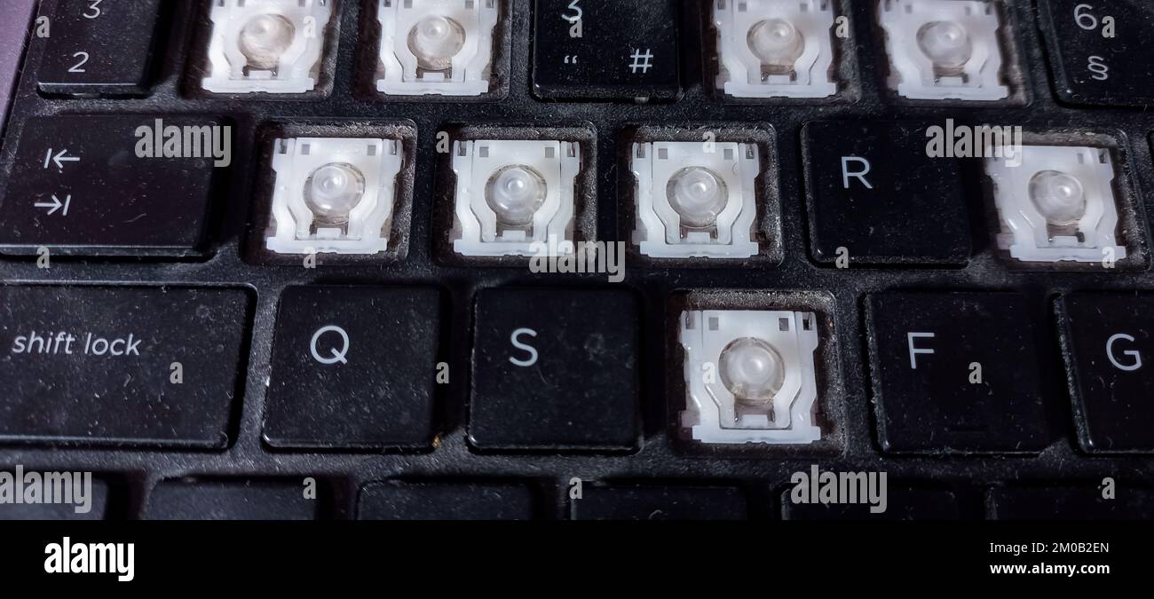 Dirty Laptop Keyboard with Keys Removed Stock Photo - Alamy