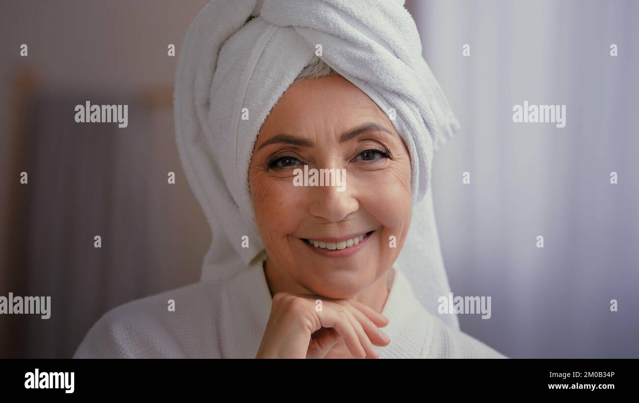 Cheerful female close up happy 50s middle-aged lady 60s mature woman ...