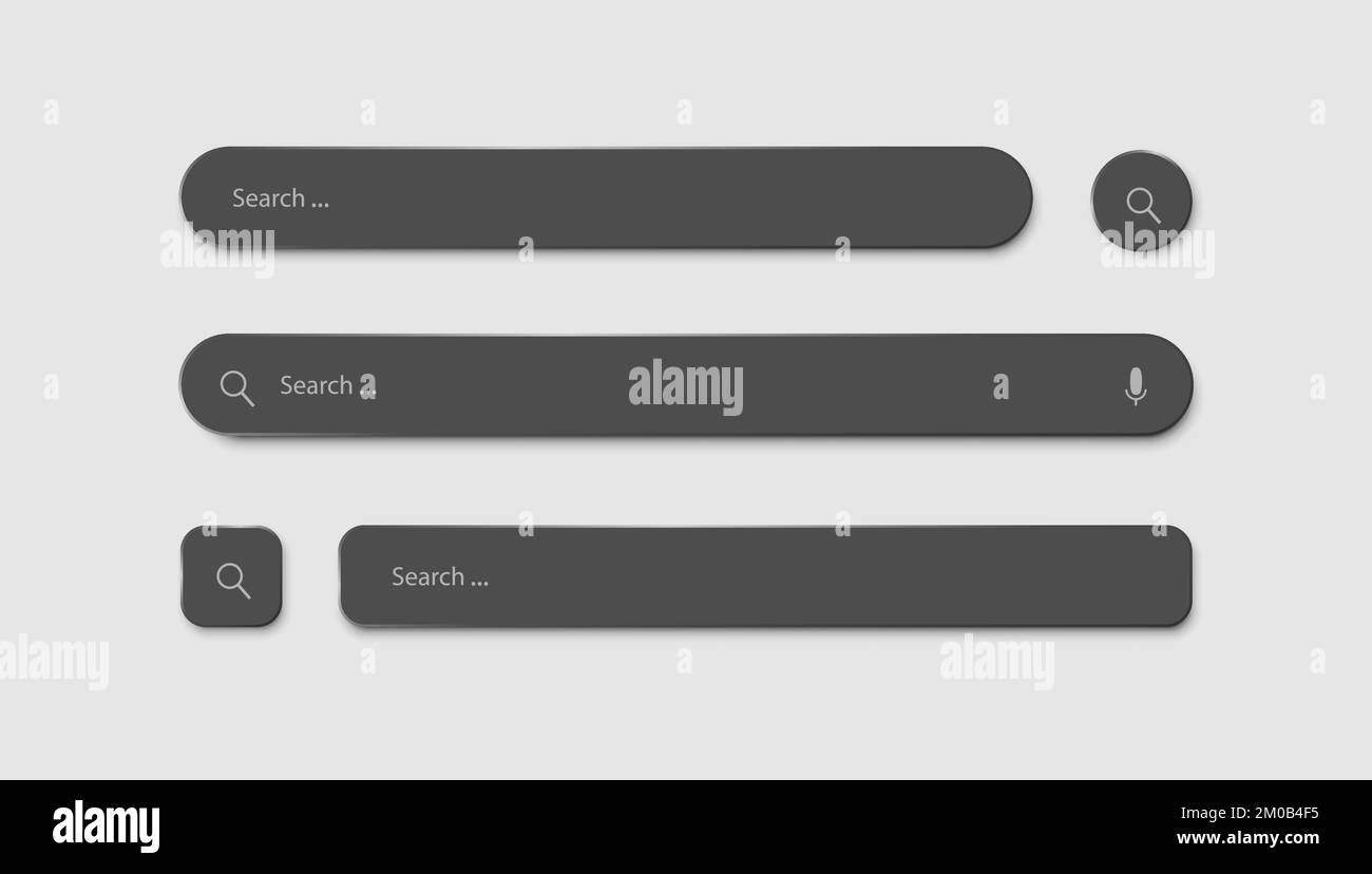 Three search strings of different shapes on a light gray background ...