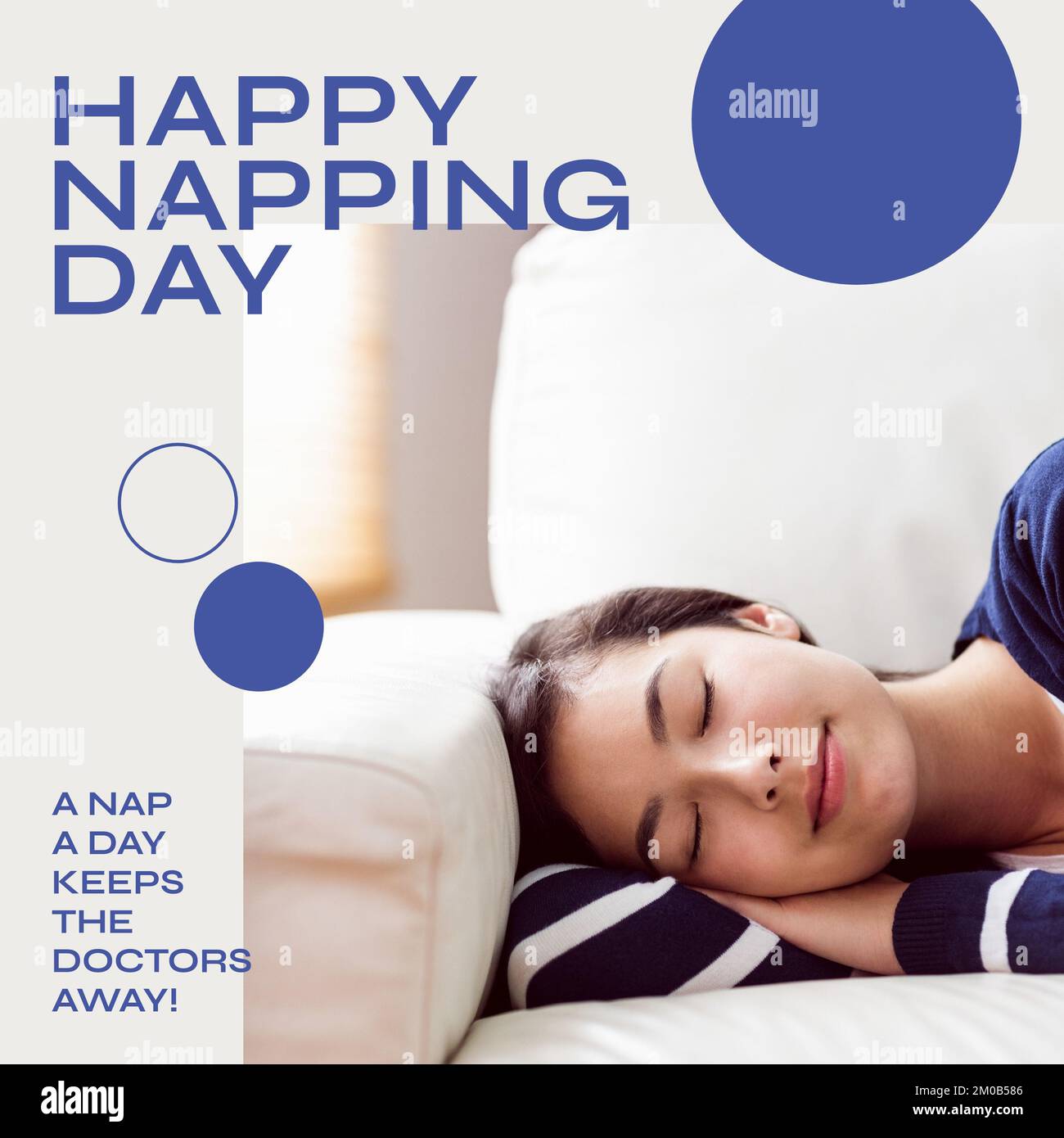 Composition of national napping day text with caucasian woman sleeping ...