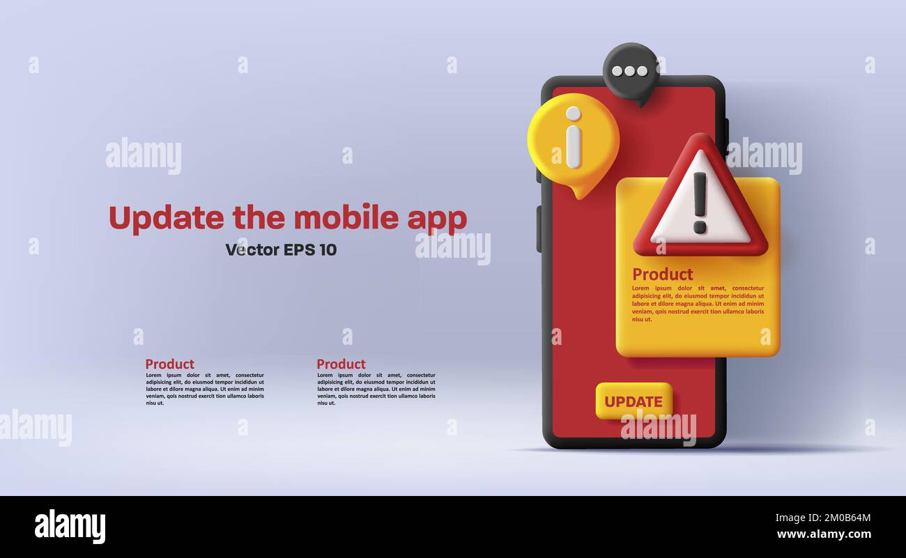 3d illustration of a smartphone with warning error message pop up from ... 3d illustration of a smartphone with warning error message pop up from ...