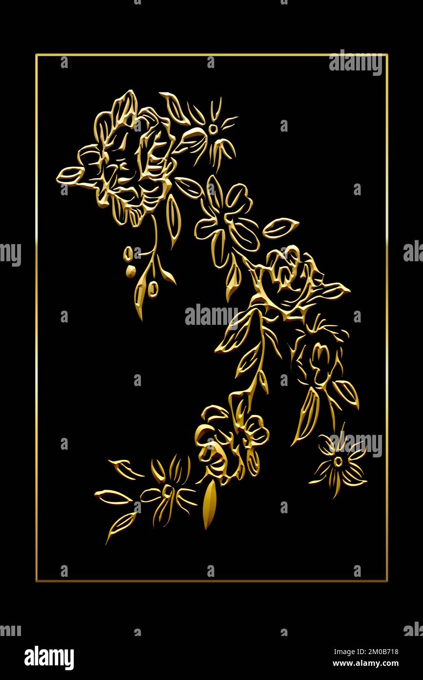 Luxurious 3D background with embossed gold pattern for use on Happy ...