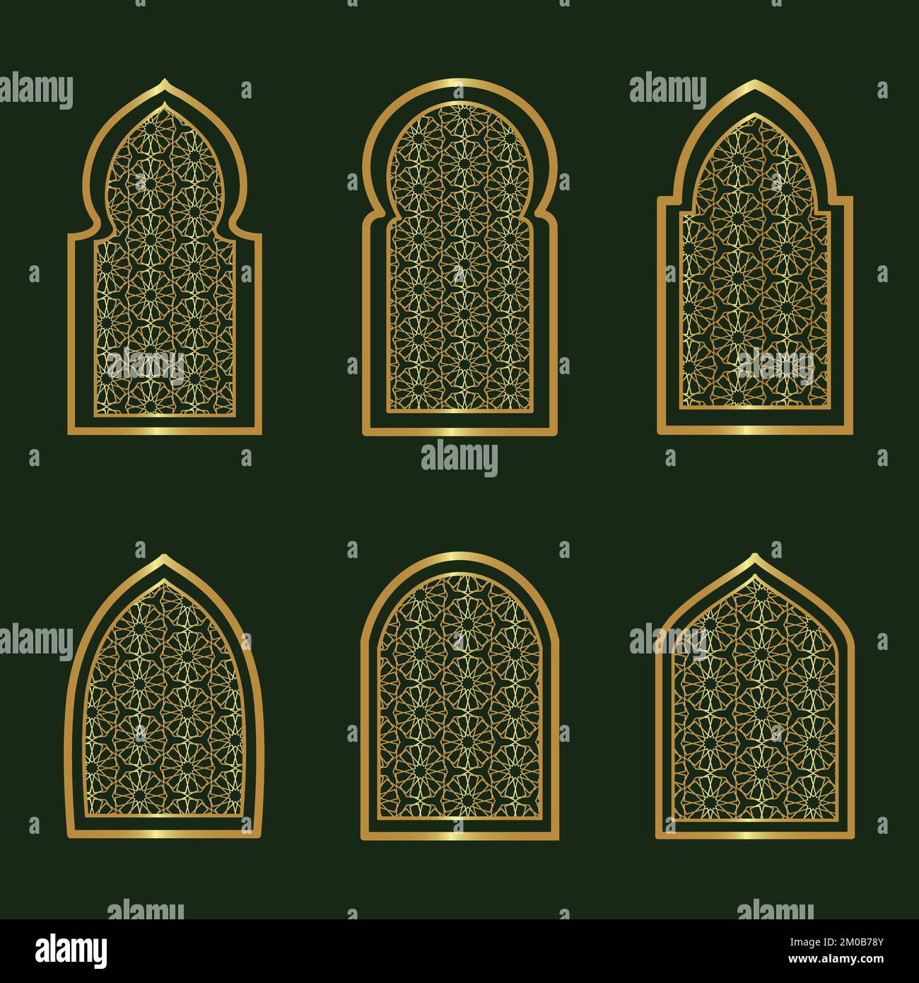 Golden arabic ornamental window with traditional islamic patterns Stock ...