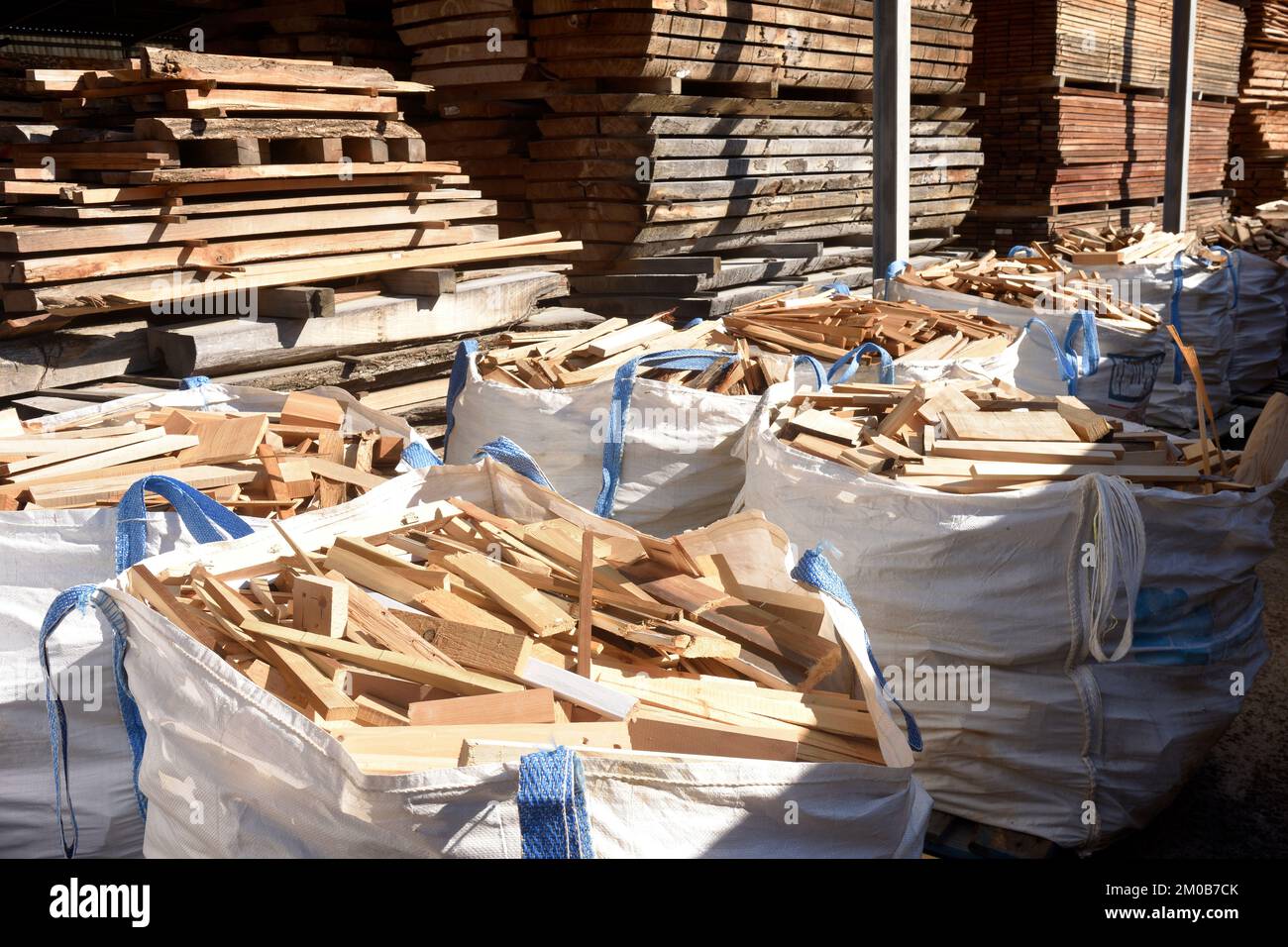 wood scraps from a carpentry destined for recycling Stock Photo - Alamy