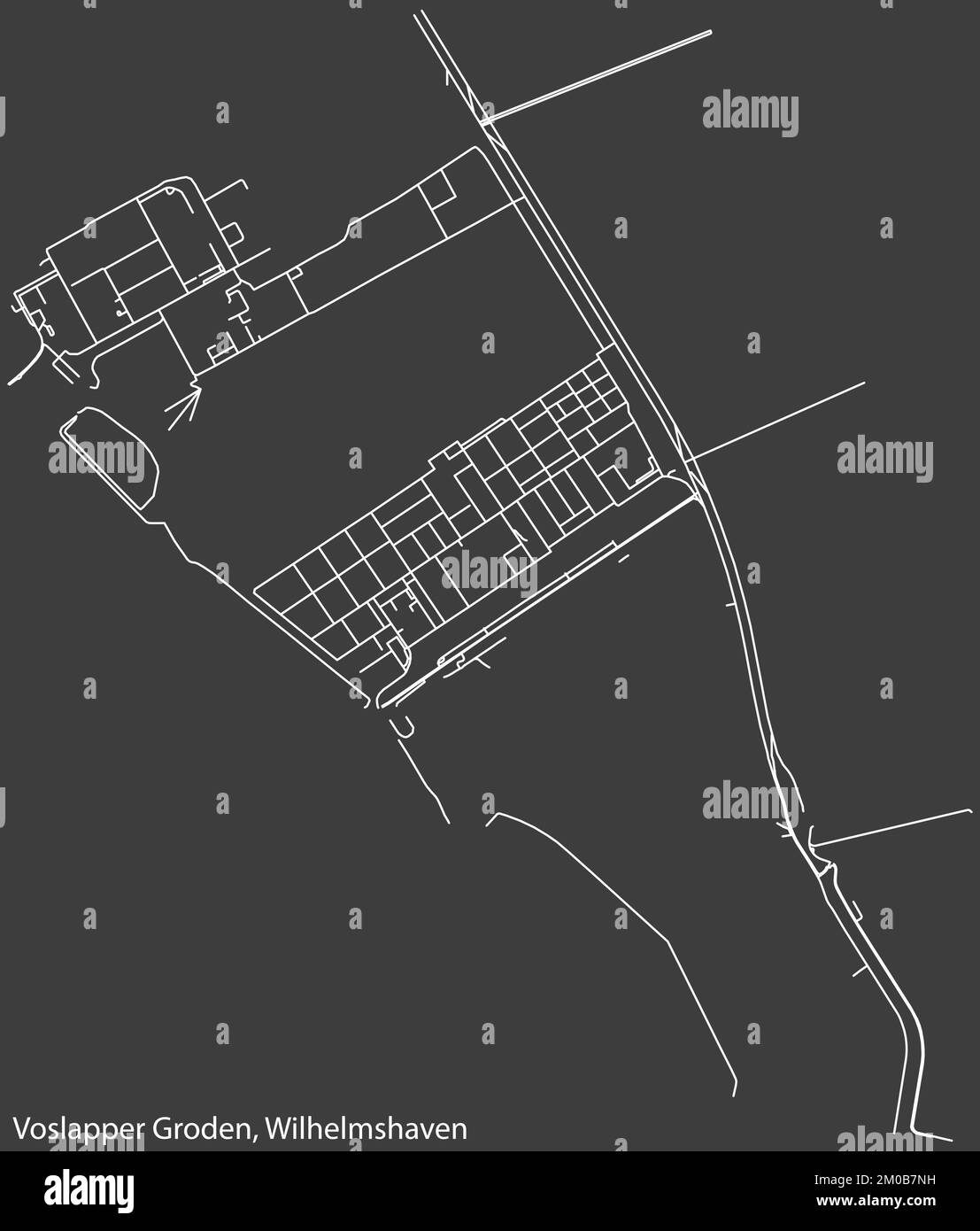 Street roads map of the VOSLAPPER GRODEN DISTRICT, WILHELMSHAVEN Stock ...