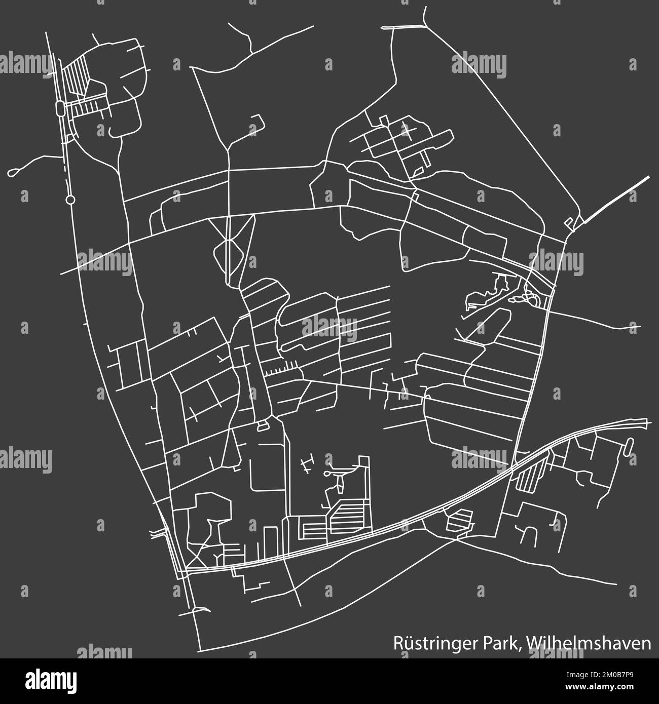Street roads map of the RÜSTRINGER STADTPARK DISTRICT, WILHELMSHAVEN ...