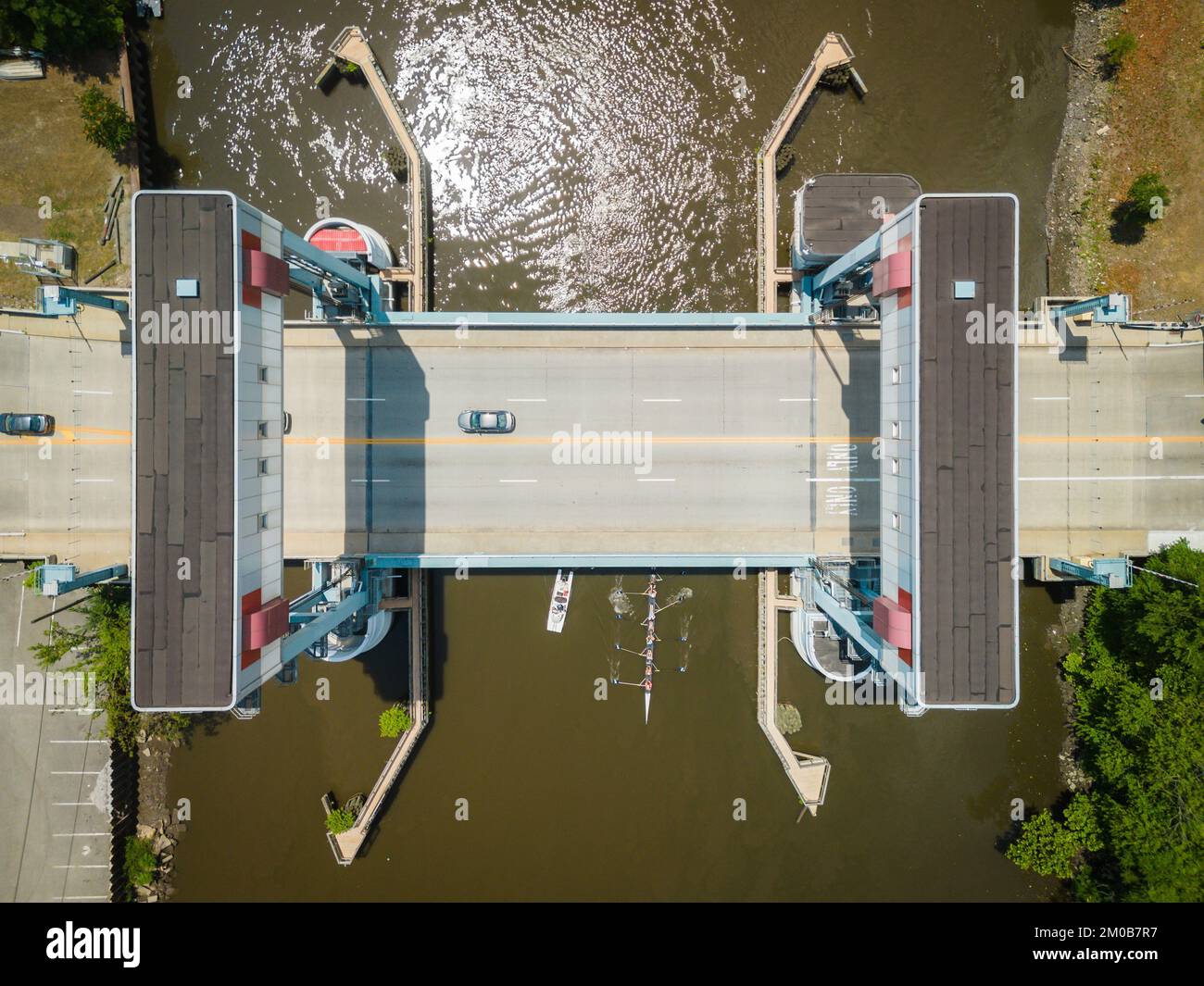 The Belleville Turnpike Bridge, a vehicular moveable bridge spanning ...