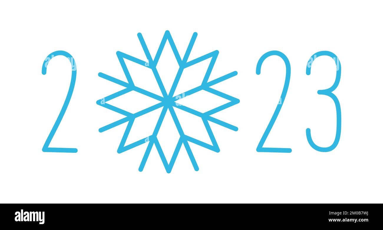 Hand drawn lettering with year 2023 and blue snow flake Stock Vector ...