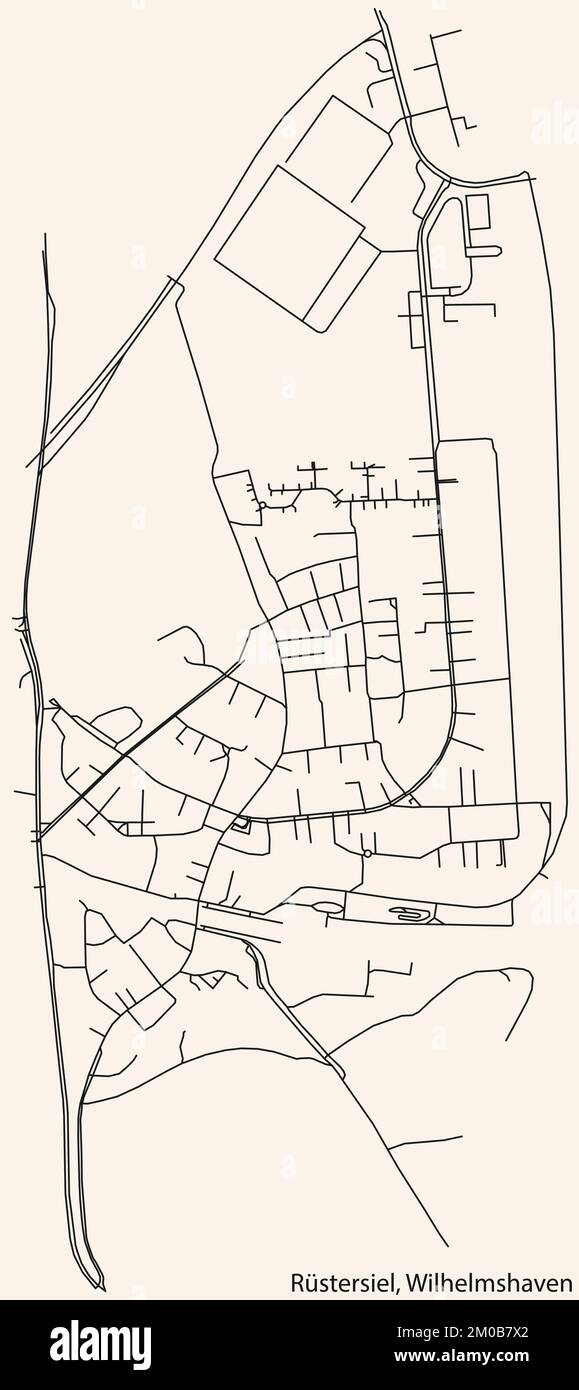 Street roads map of the RÜSTERSIEL DISTRICT, WILHELMSHAVEN Stock Vector ...