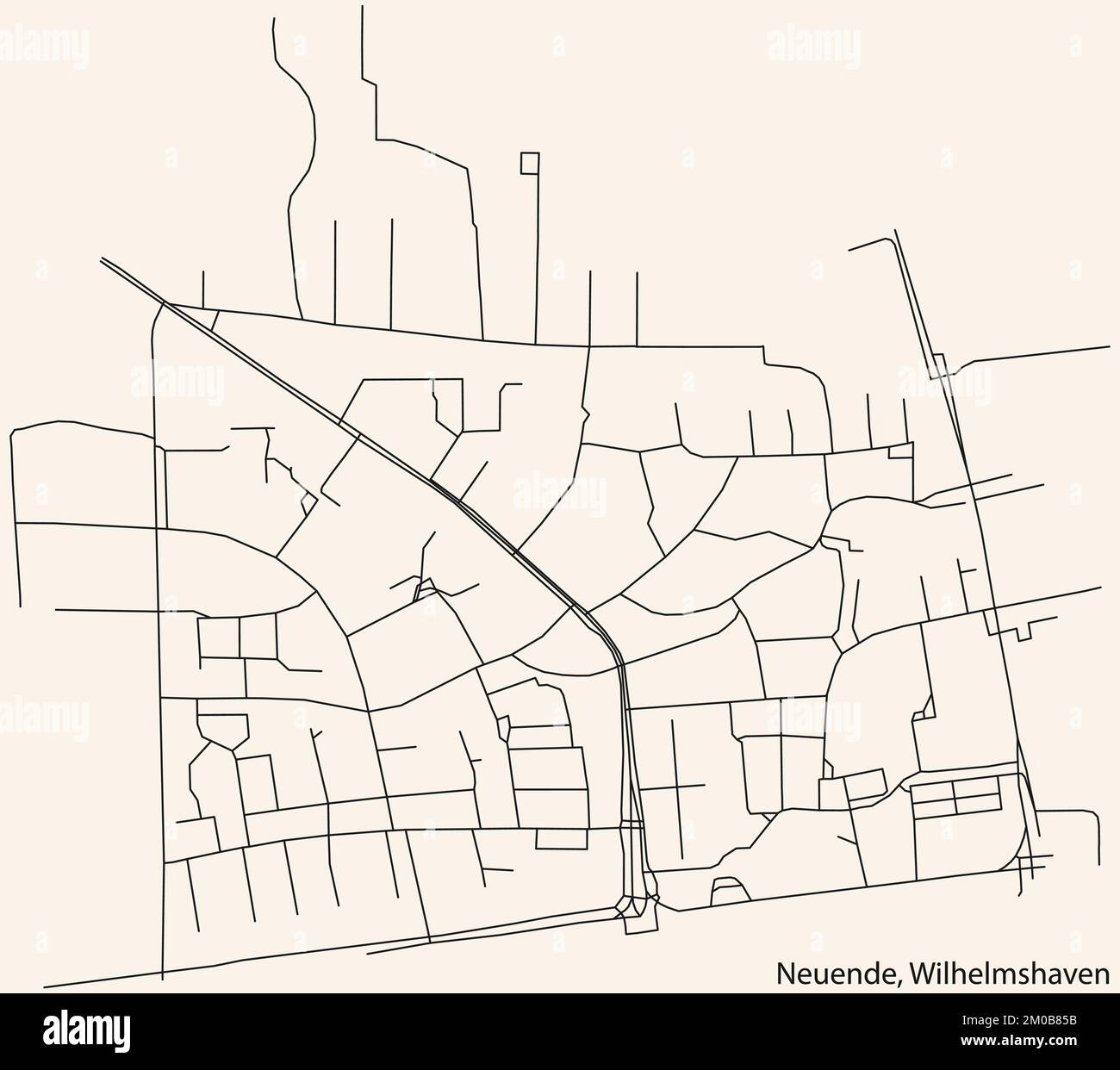Street roads map of the NEUENDE DISTRICT, WILHELMSHAVEN Stock Vector ...