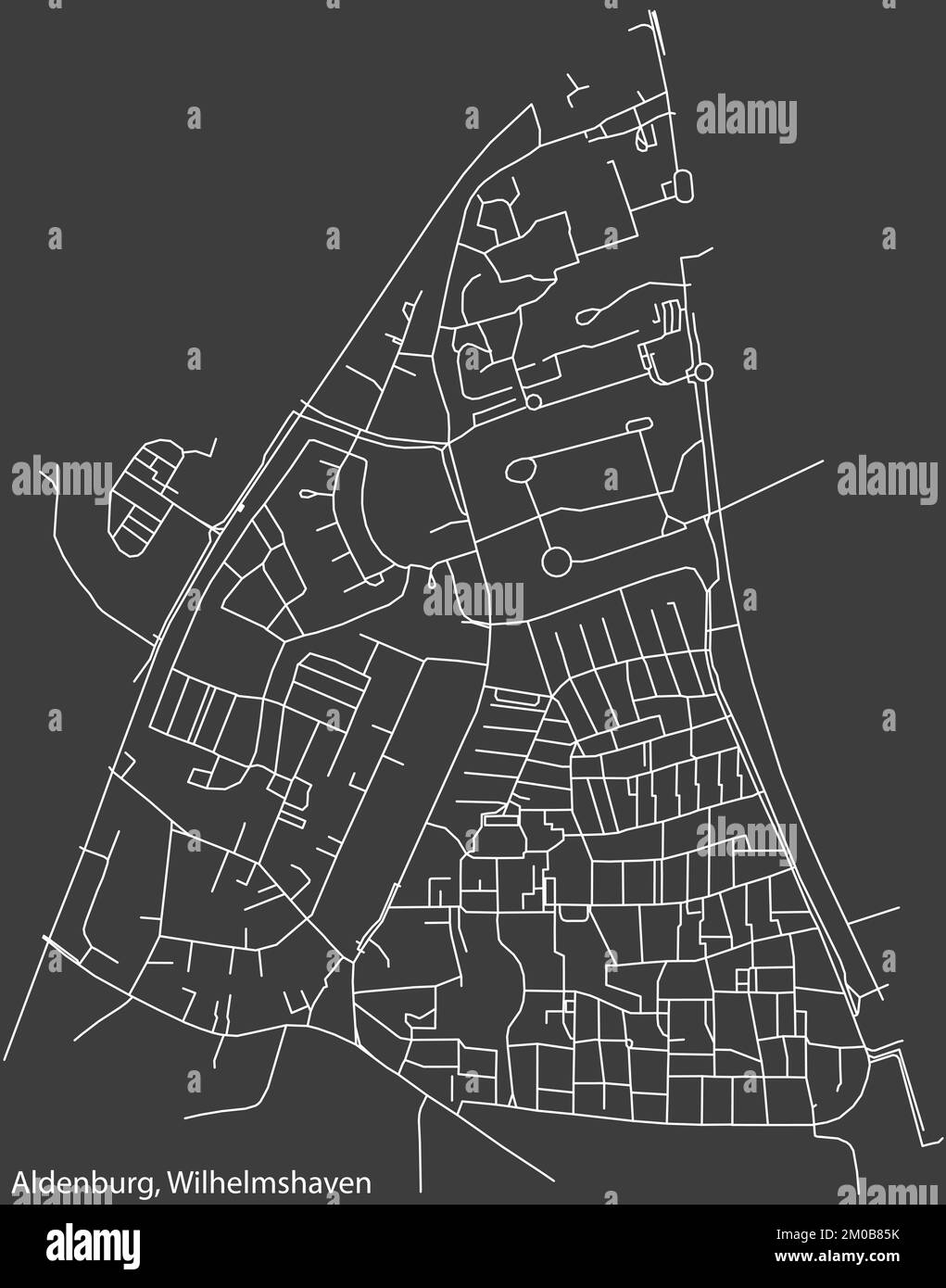 Street roads map of the ALDENBURG DISTRICT, WILHELMSHAVEN Stock Vector ...