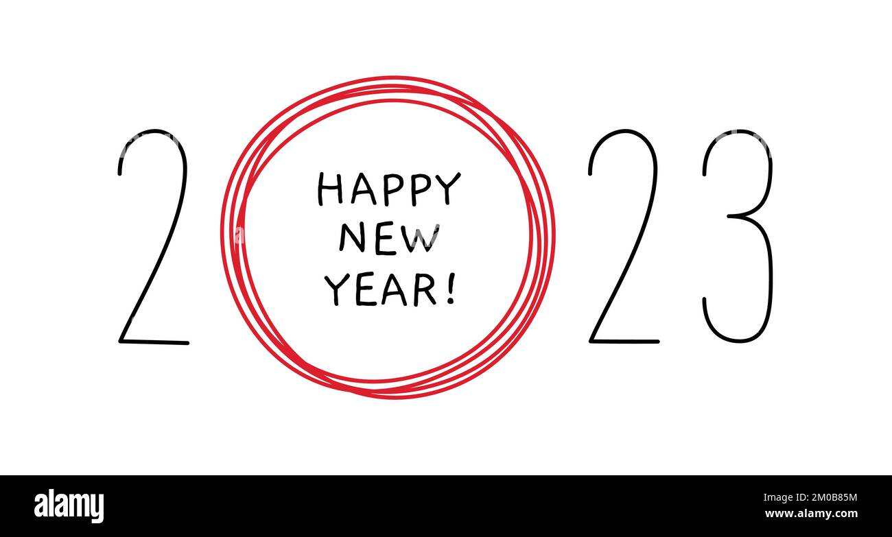 Hand drawn New Year lettering with year 2023 line art Stock Vector ...